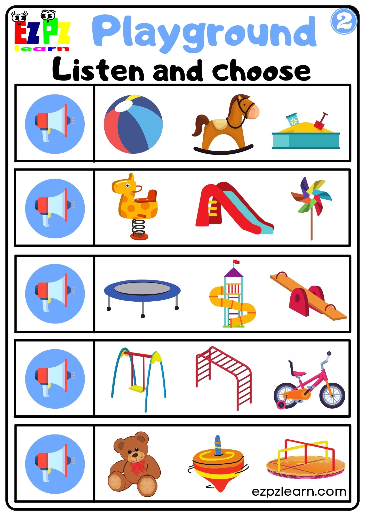 Playground Interactive Vocabulary Worksheet Listen and Choose the ...
