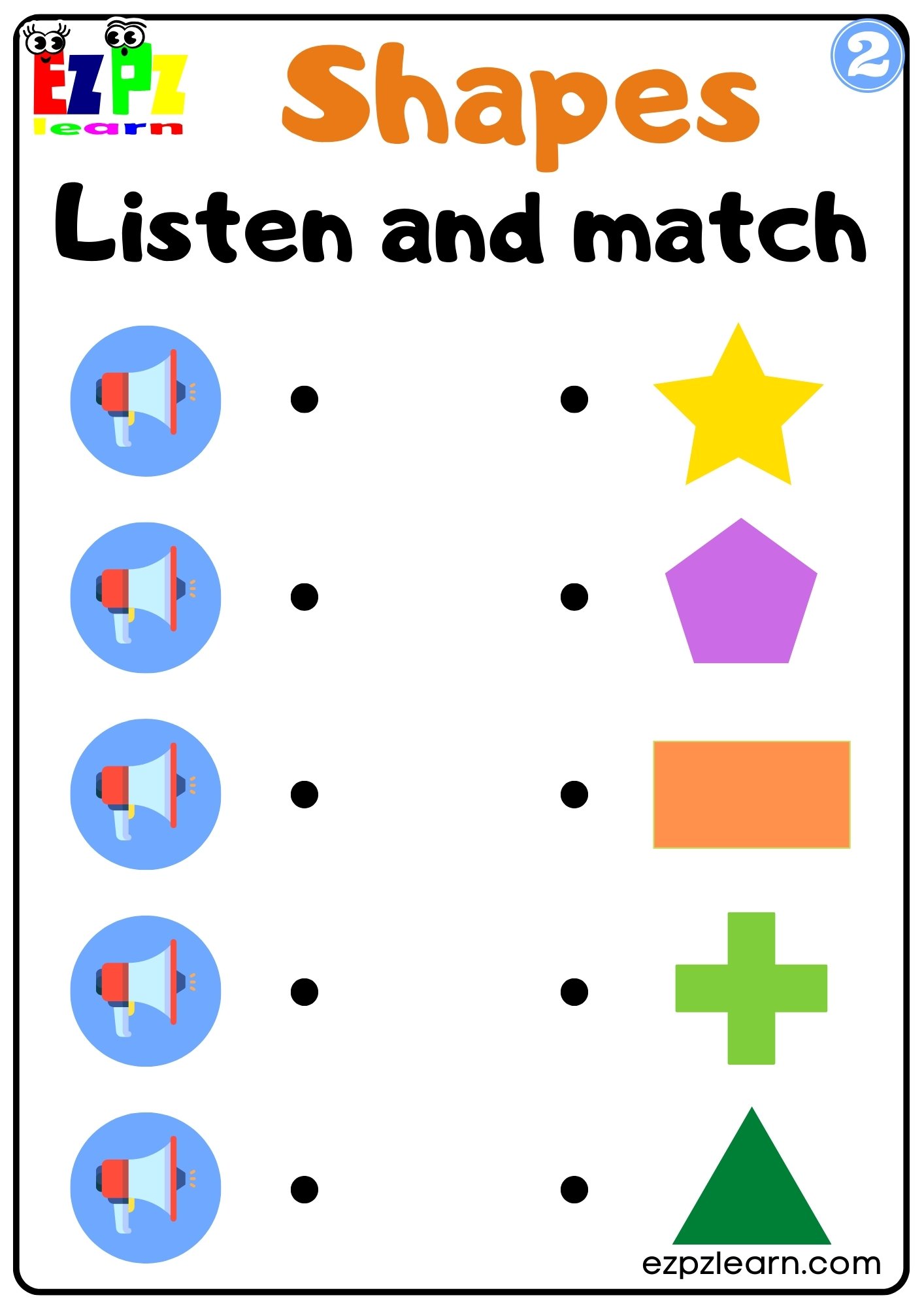 Shapes Vocabulary Interactive Worksheet Listen and Match the Correct ...