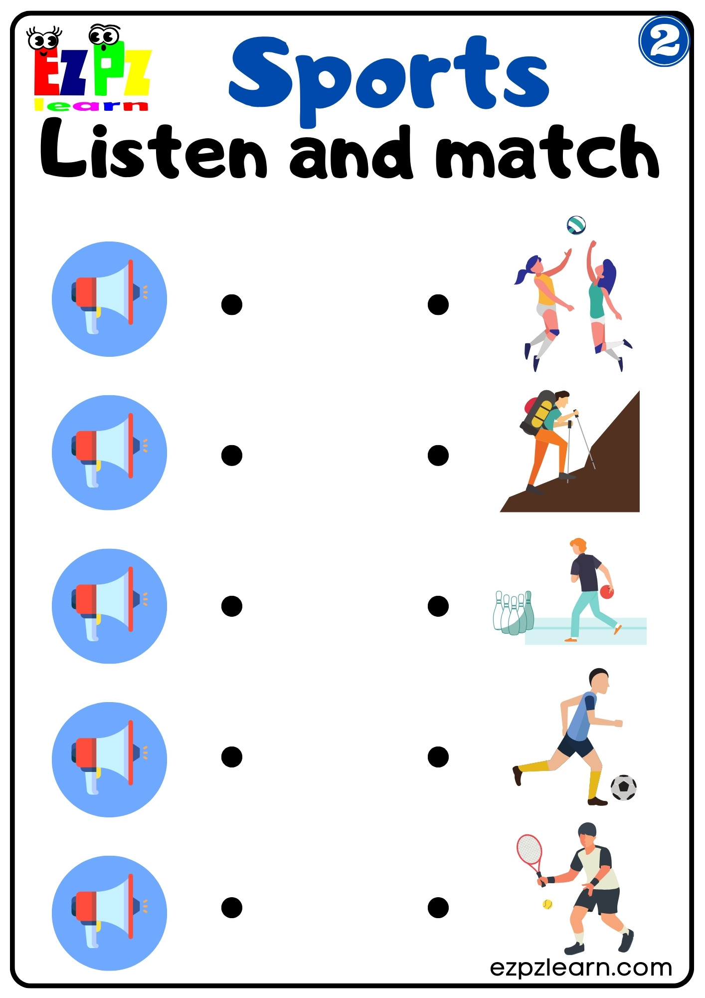 Sports Interactive Worksheet Listen and Match the Correct Images ...