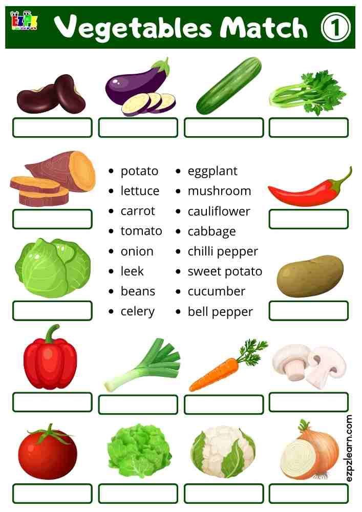 Vegetable Writing Worksheet – Look at the Images and Write the Correct ...