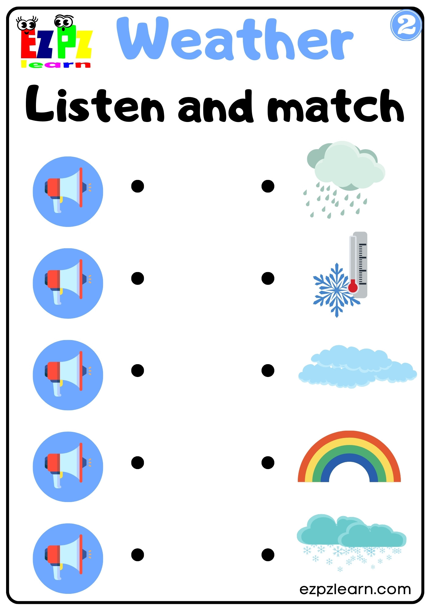Weather Vocabulary Interactive Worksheet Listen and Match the Correct ...