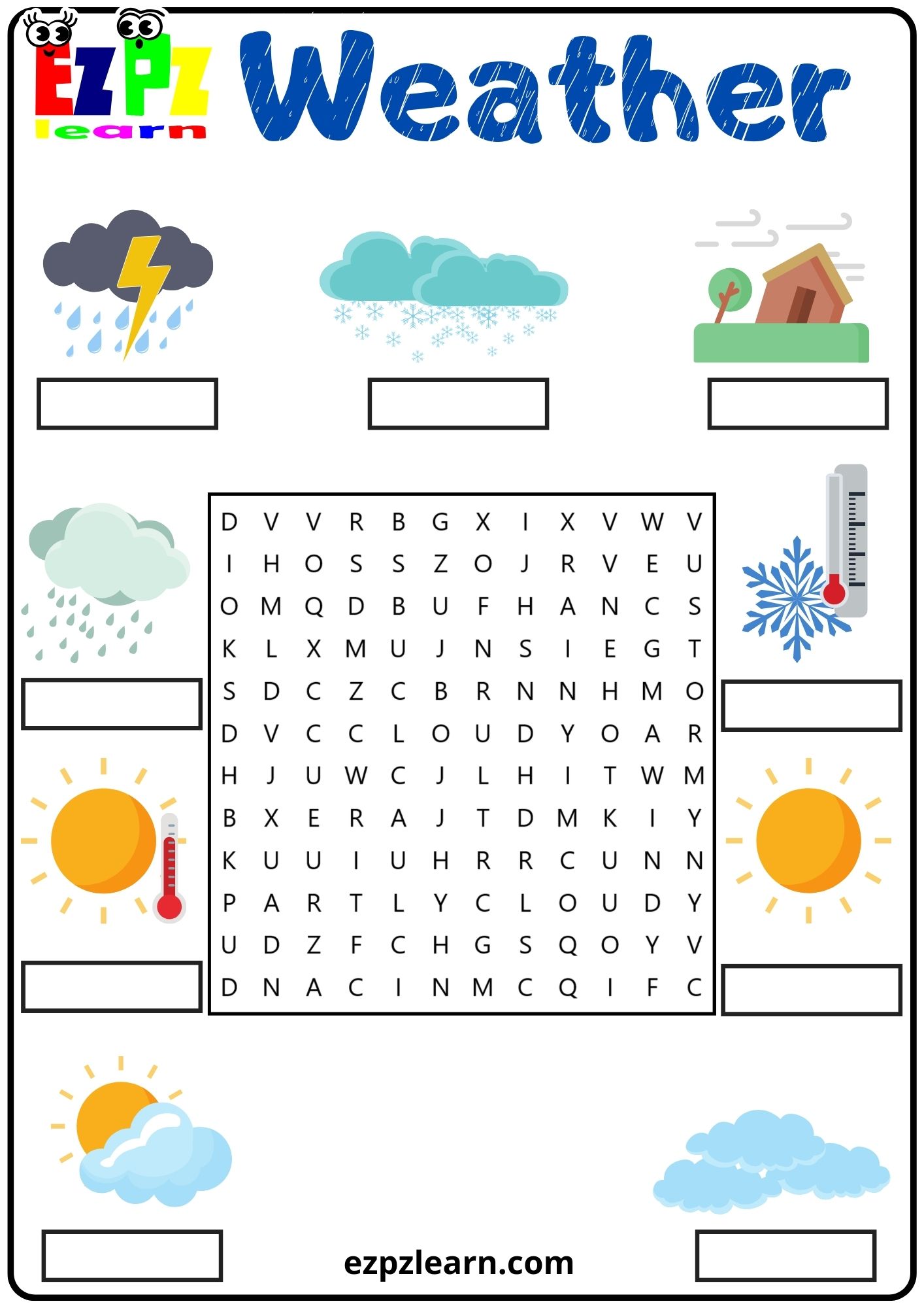 Weather Vocabulary Word Search and Write the Words Activity for Parents ...