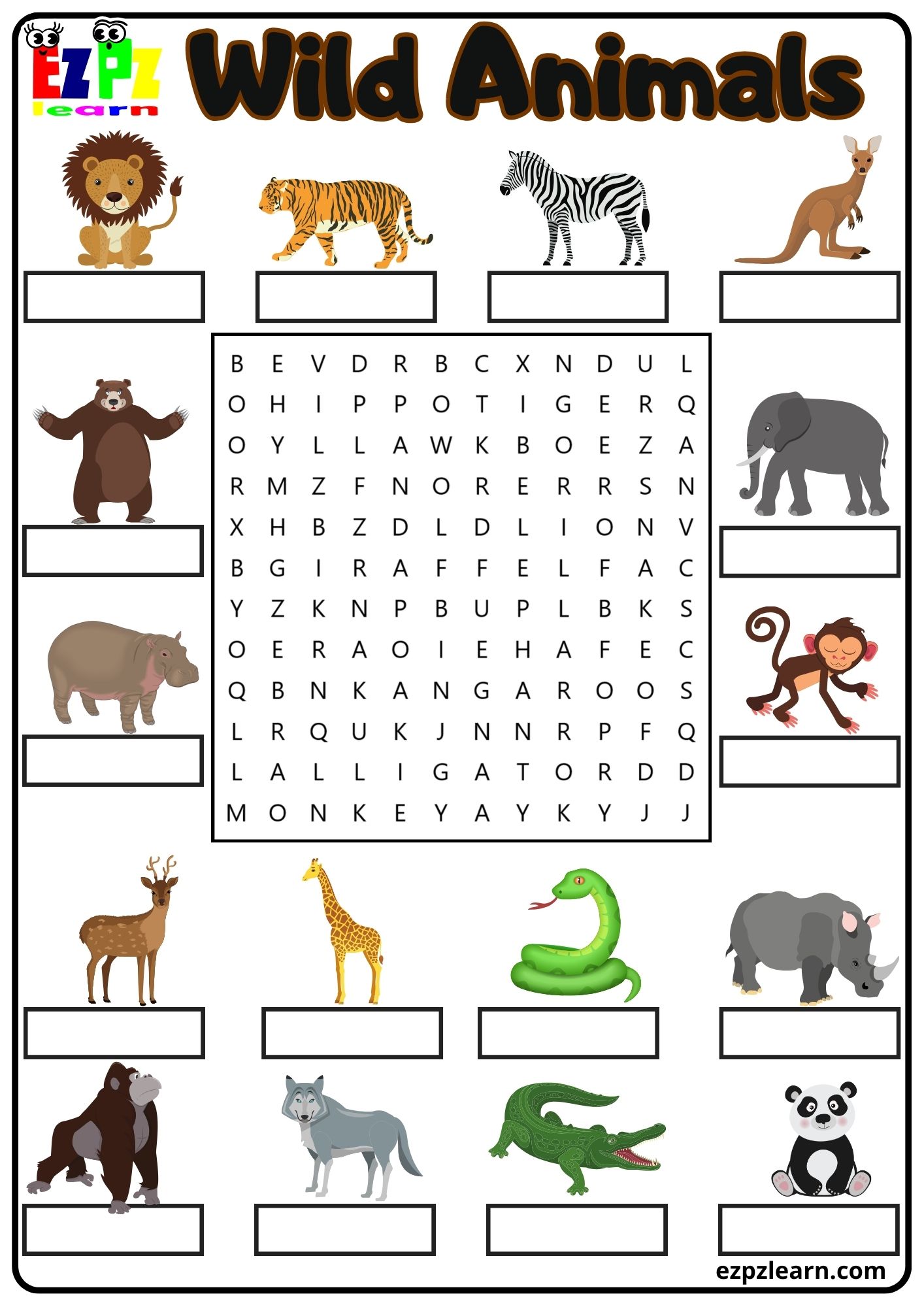 Sea Animals Word Search 2 - Ezpzlearn.com