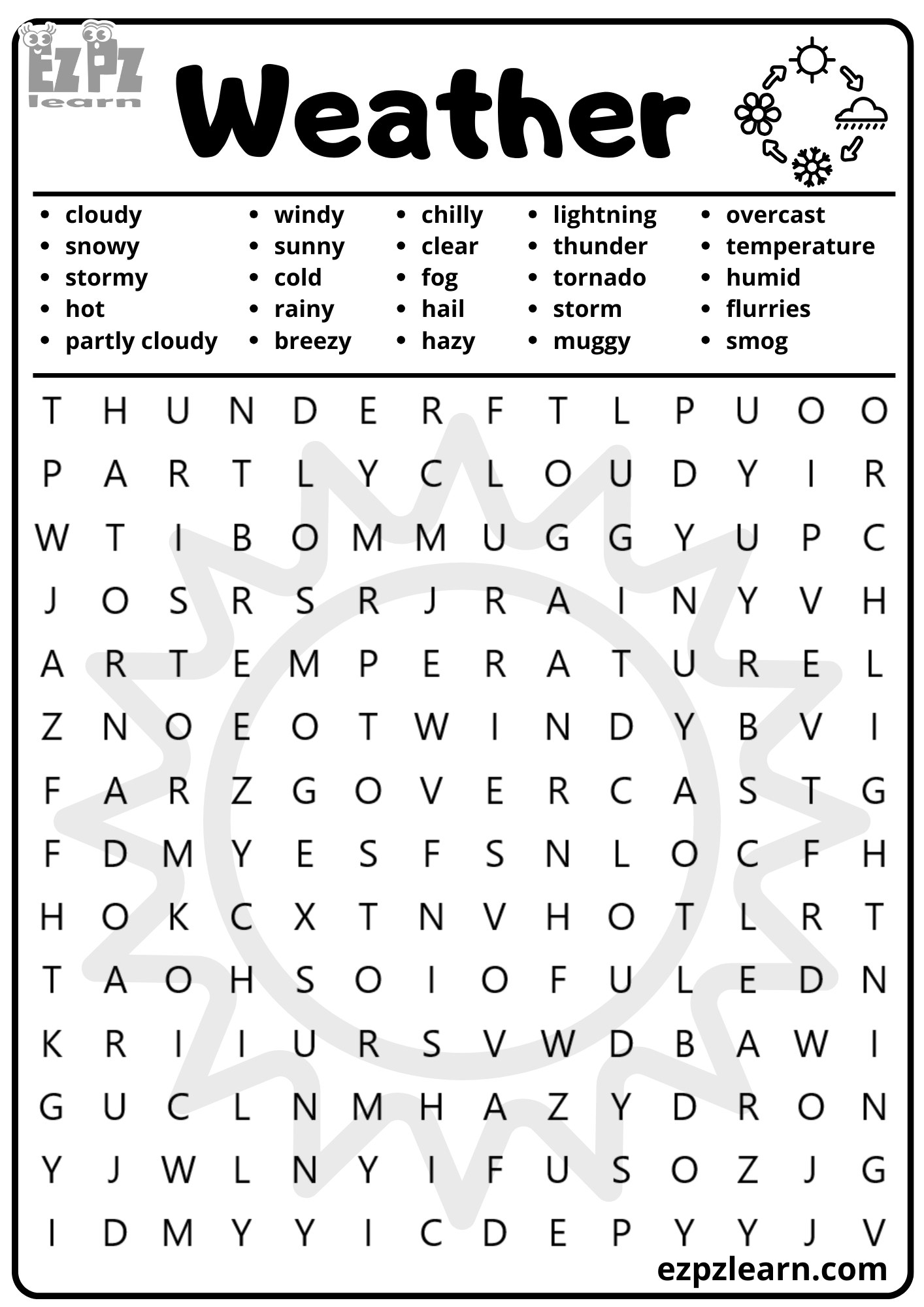 Christmas Holiday Word Search - Ezpzlearn.com
