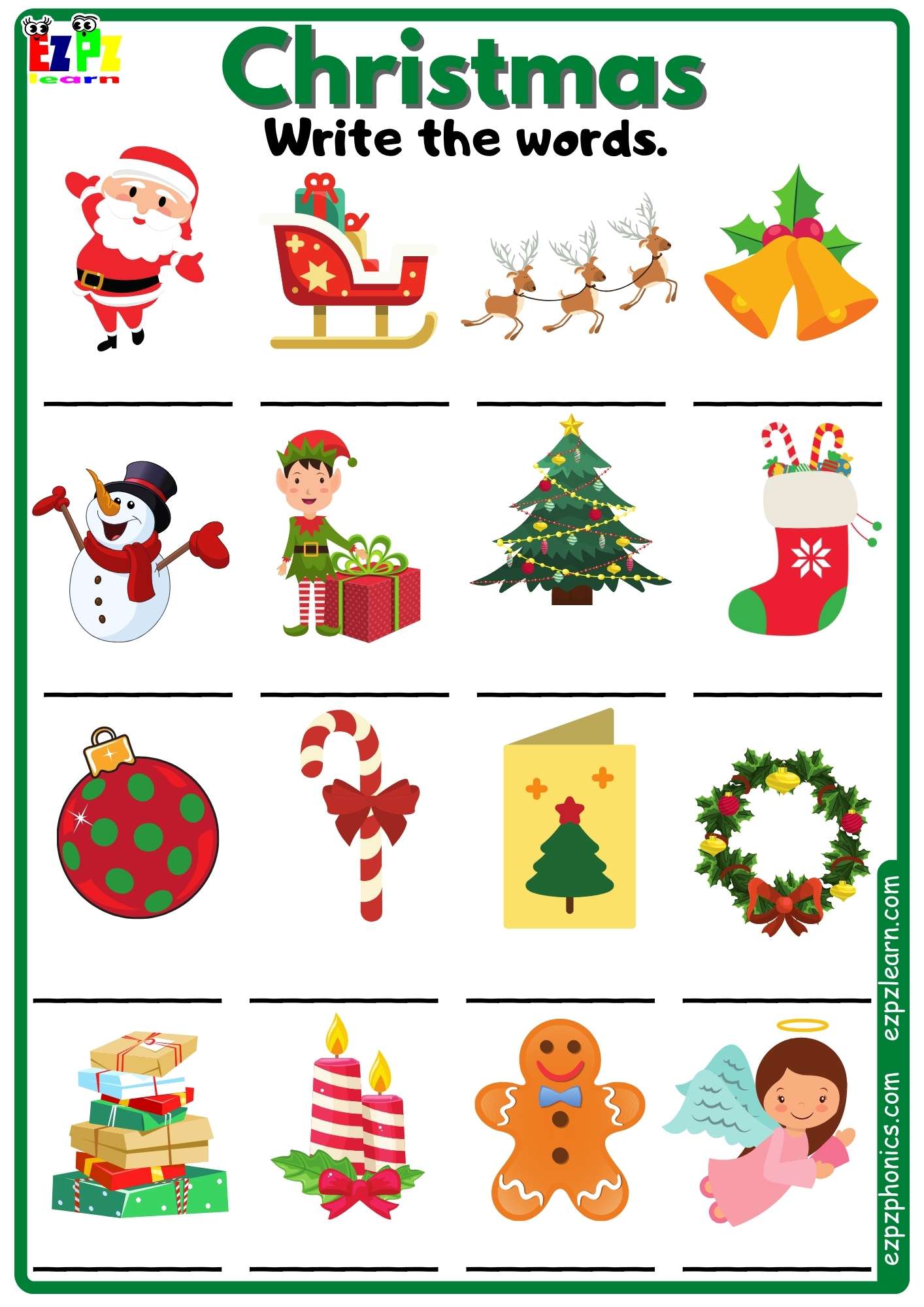 Christmas Holiday Vocabulary Write the Words Free PDF Download ...