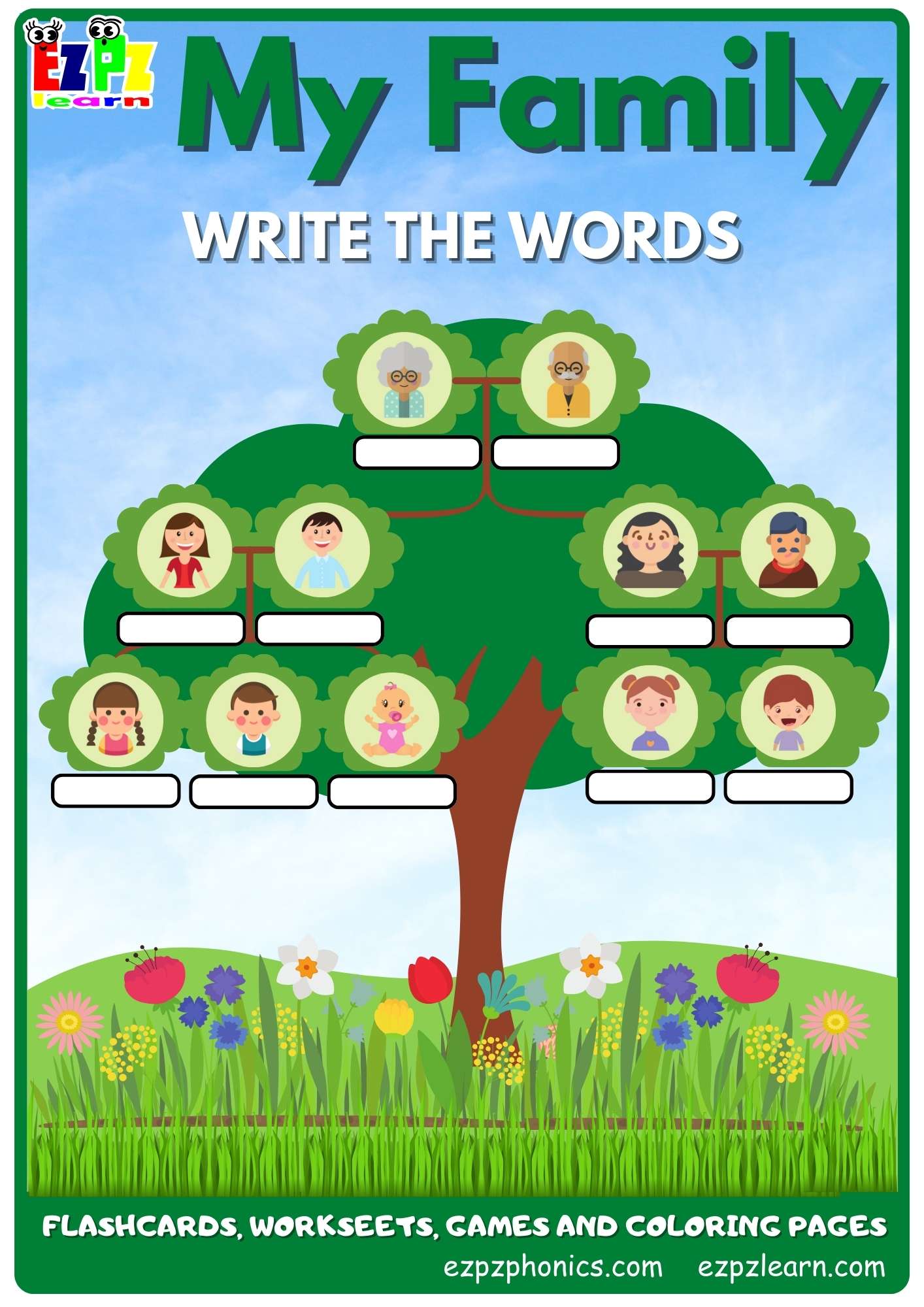 My Family Vocabulary Write the Words Free PDF Download - Ezpzlearn.com