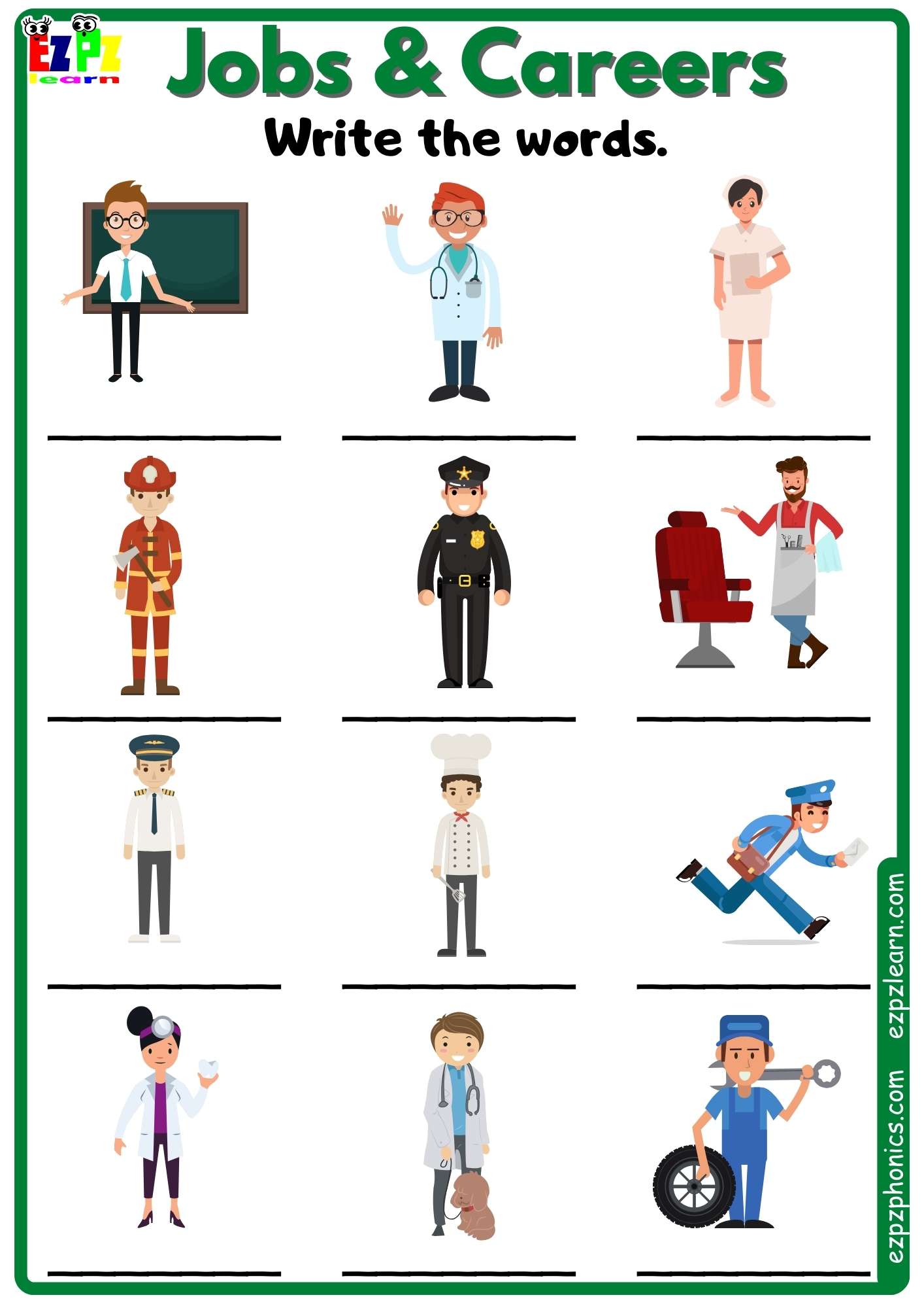 Jobs and Careers Vocabulary Write the Words Free PDF Download ...