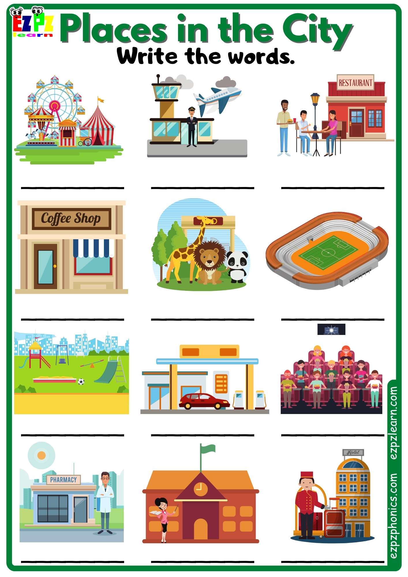 Places in the City Part 2 Vocabulary Write the Words Free PDF Download ...