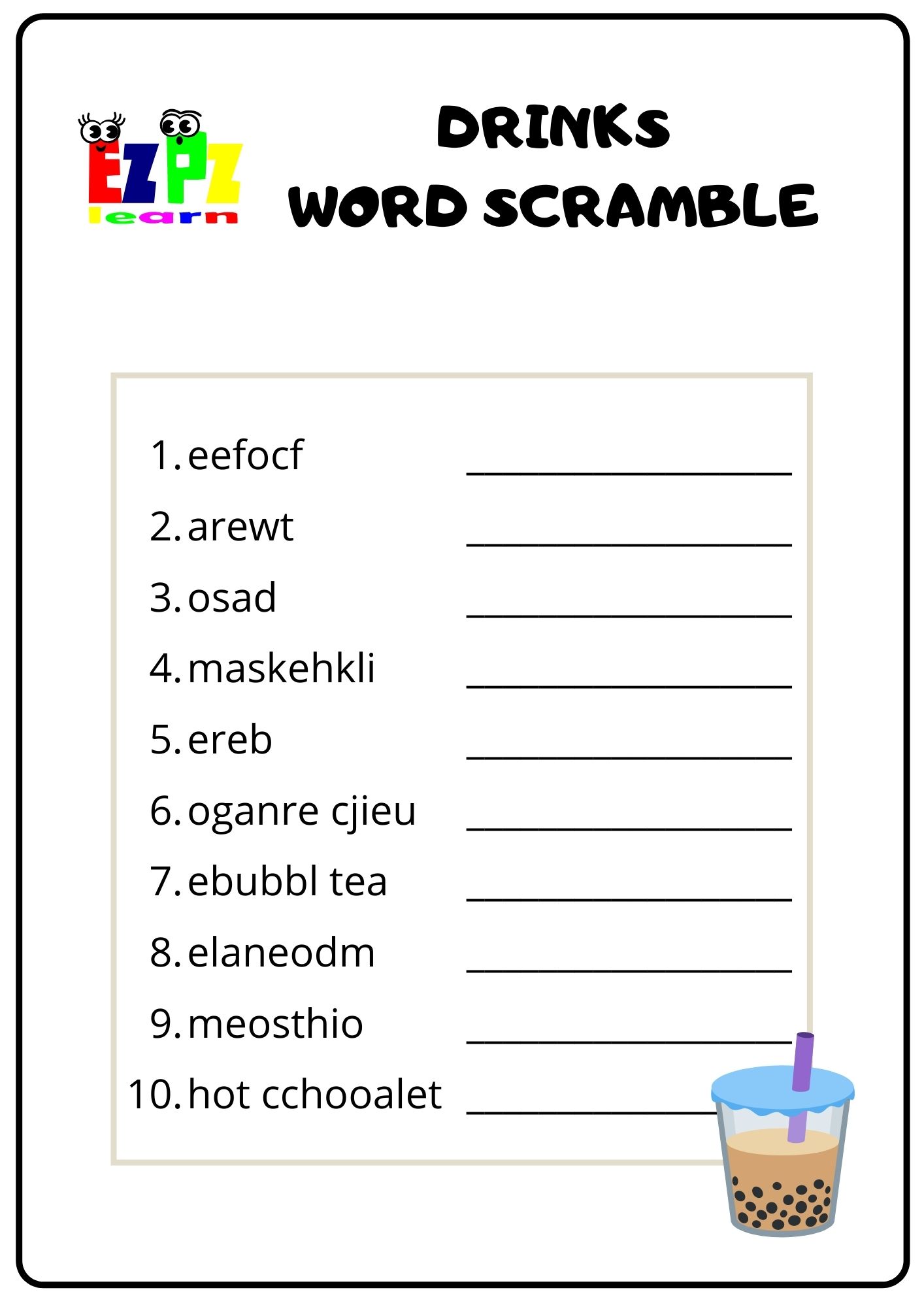 Drinks - Ezpzlearn.com