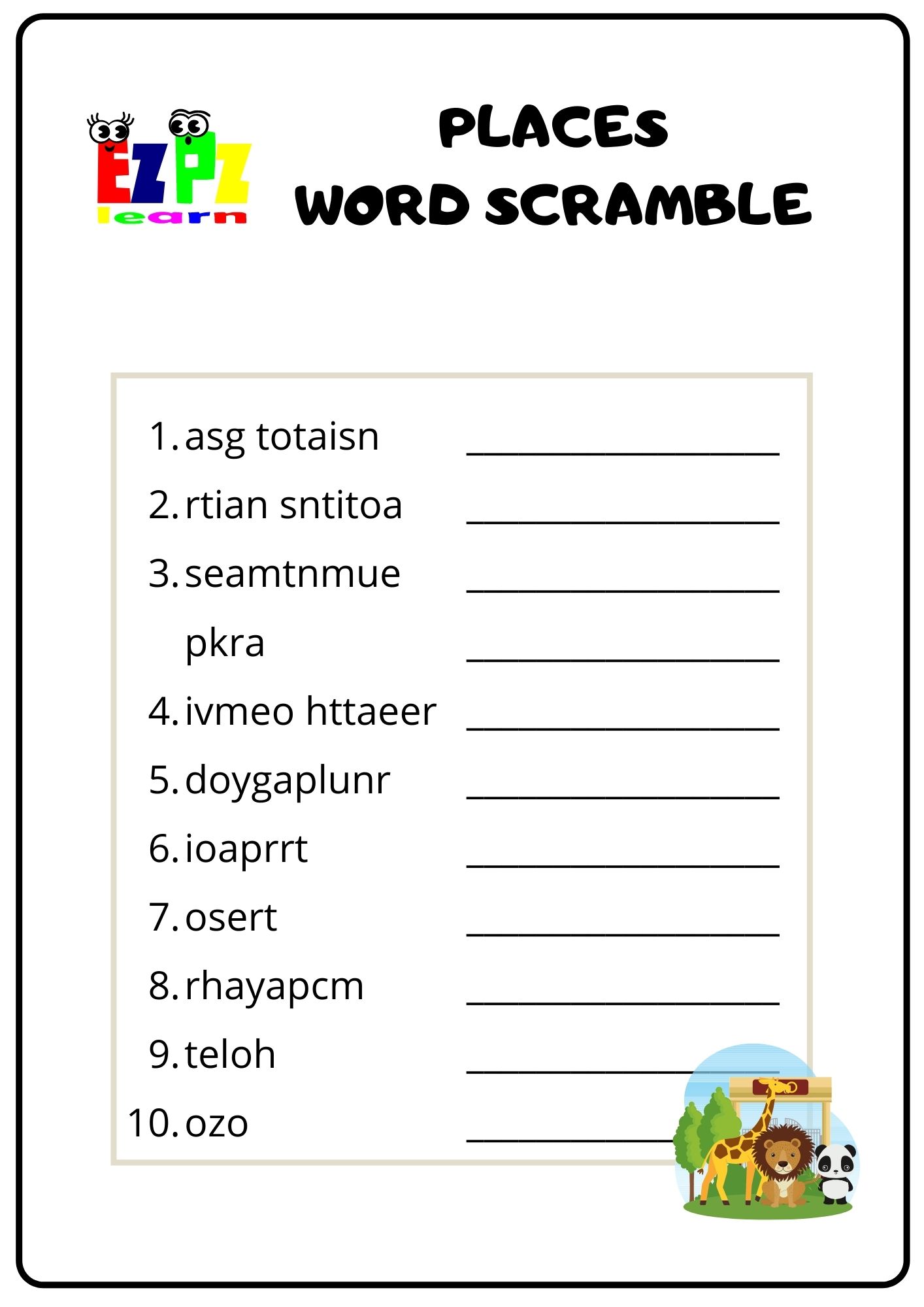 Places in the city - Ezpzlearn.com