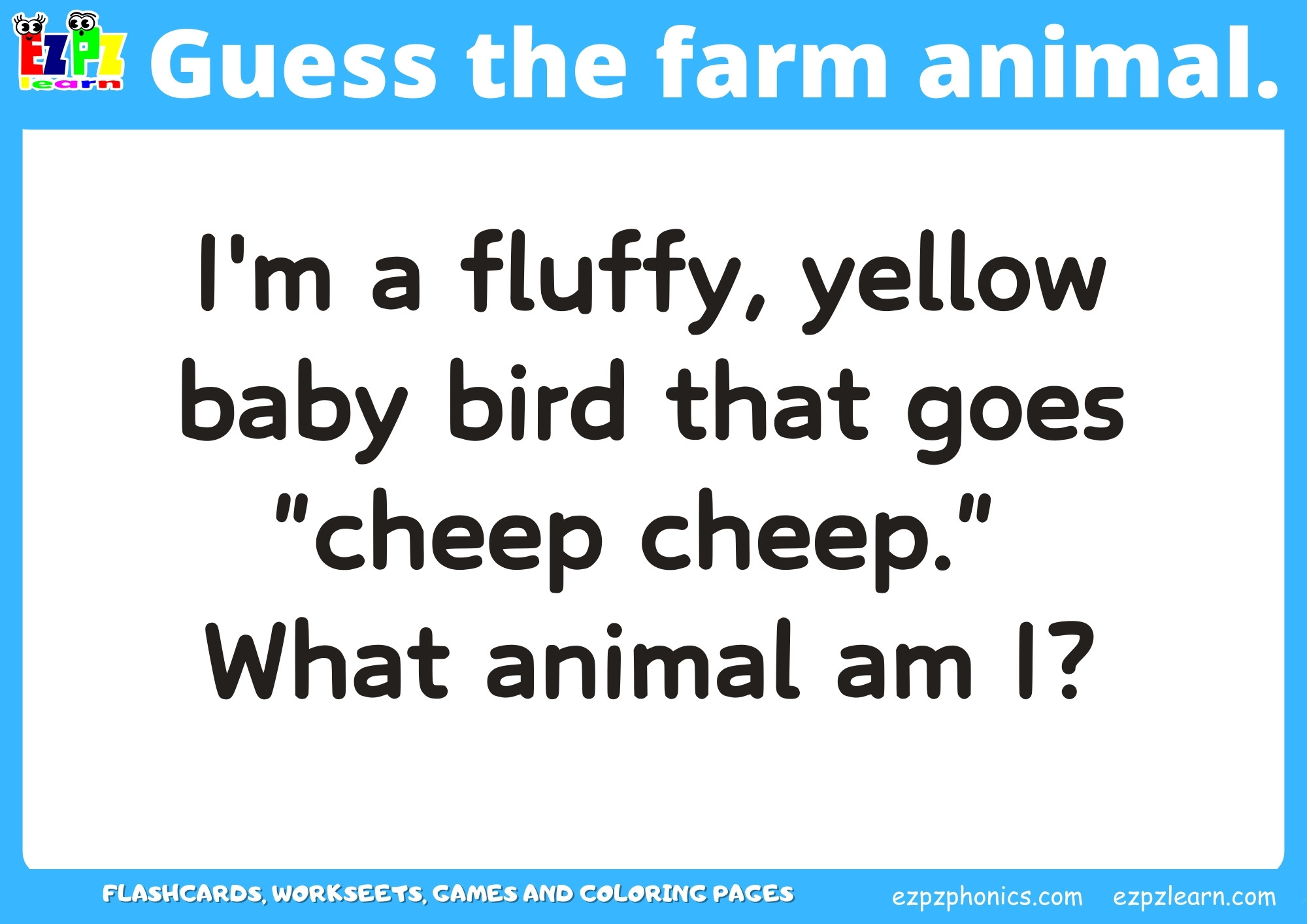 Farm Animals Guessing Game. Read the clues and then guess the animal ...