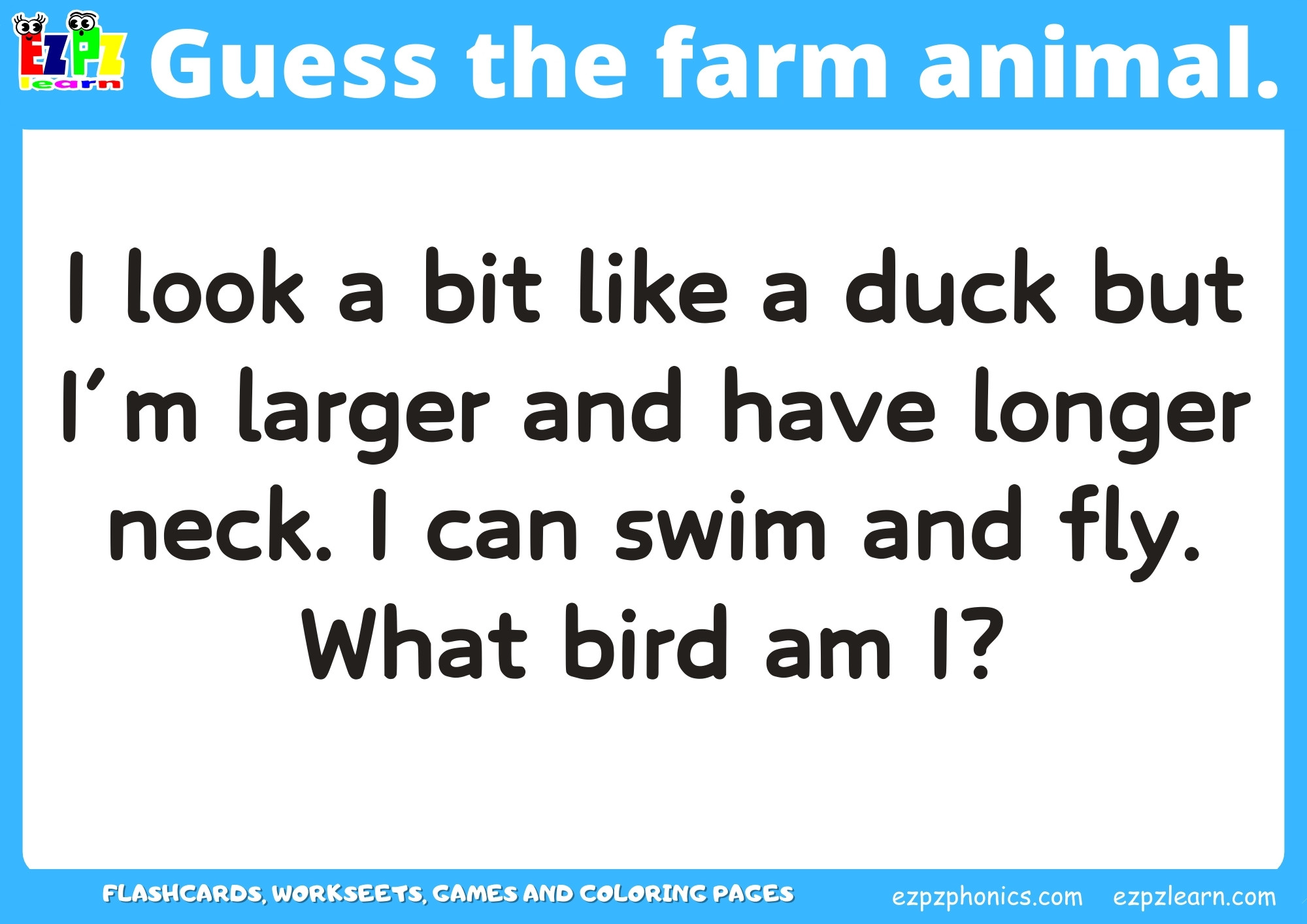Farm Animals Guessing Game. Read the clues and then guess the animal ...