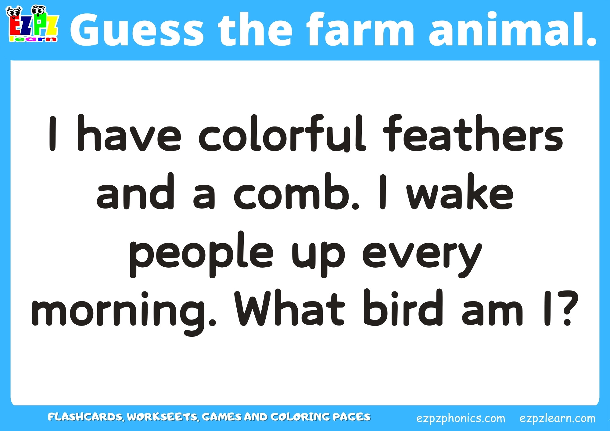 Farm Animals Guessing Game. Read the clues and then guess the animal ...