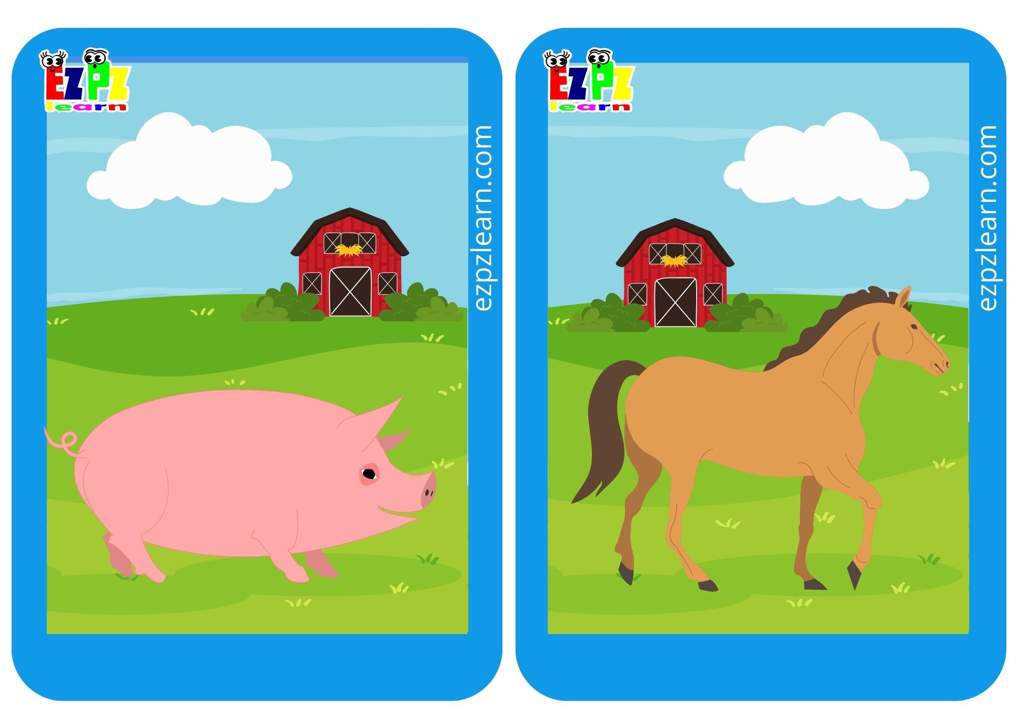 Farm Animals Half Page Mini Game and Flashcards for Preschool ...