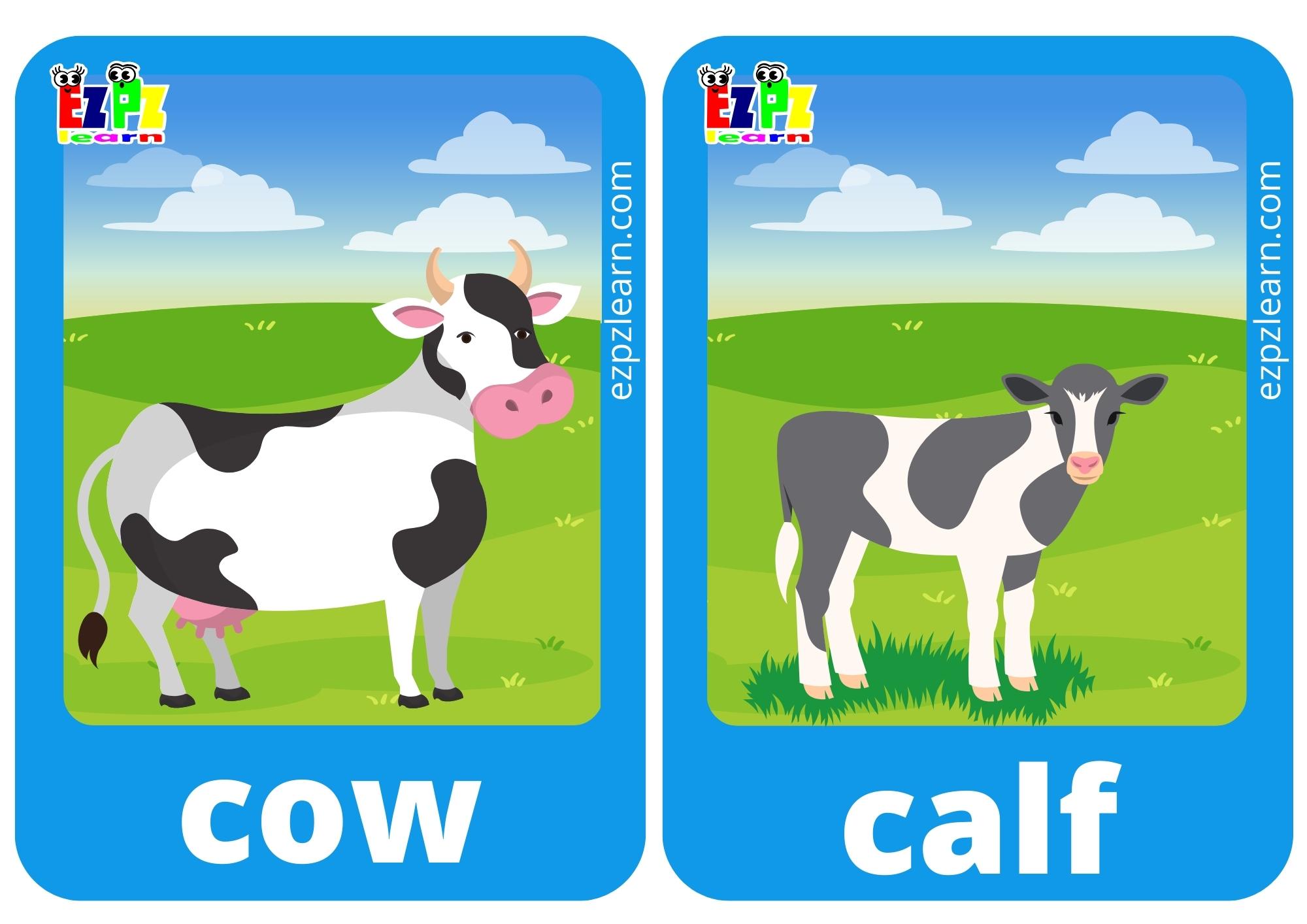 Animals and Their Young Mini Color Flashcards for Kindergarten and ...