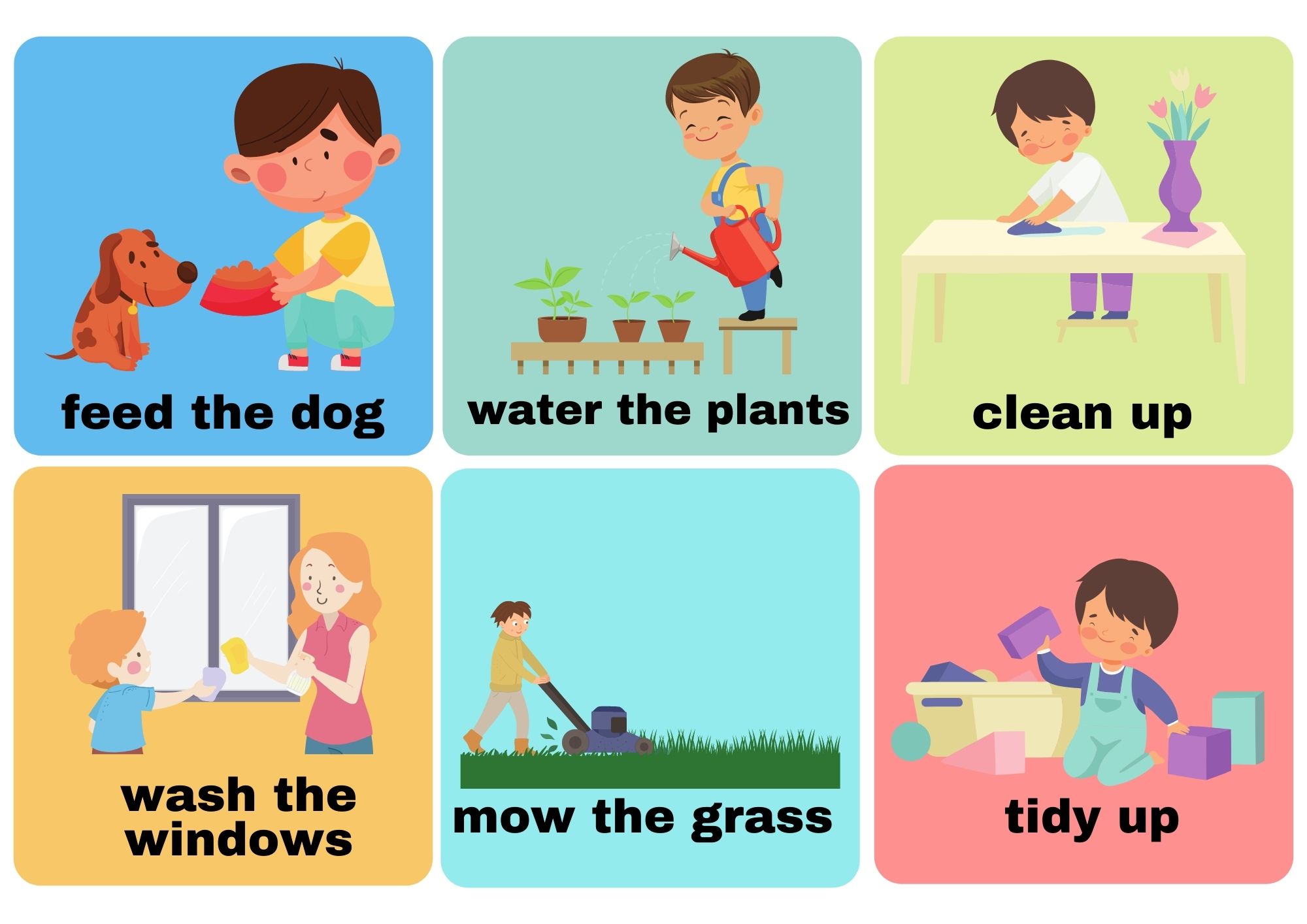 Chores Flashcards No Words View Online or PDF Download - Ezpzlearn.com