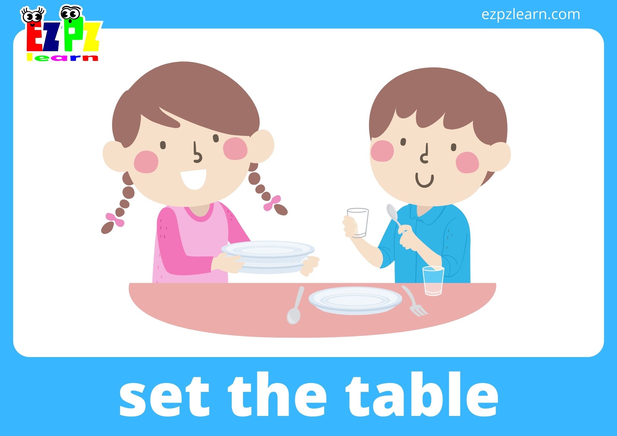 Chores Flashcards With Words View Online or PDF Download - Ezpzlearn.com