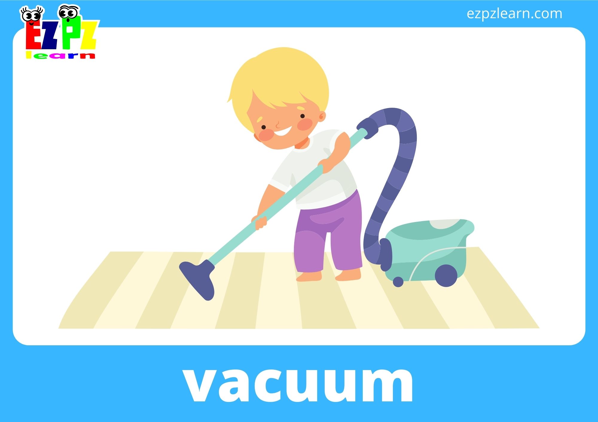 Chores Flashcards With Words View Online or PDF Download - Ezpzlearn.com