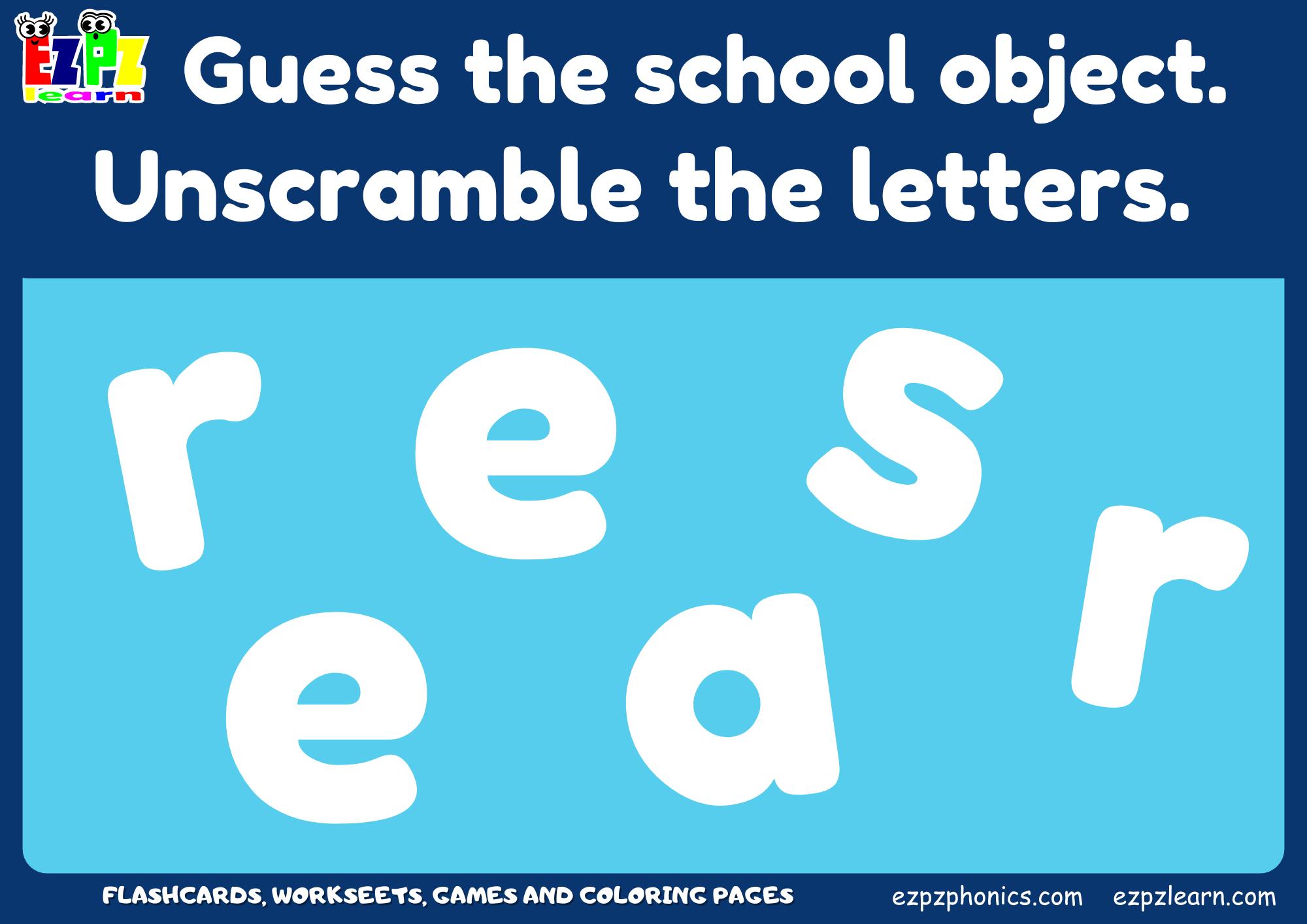 Classroom Objects Vocabulary Word Scramble Guessing Game. Great for ...