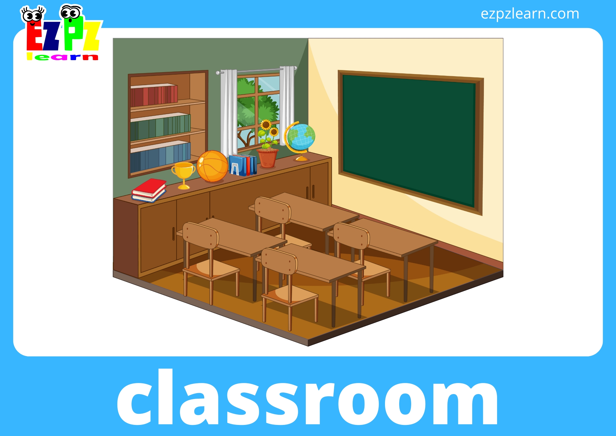 Classroom Objects Flashcards With Words View Online or PDF Download ...