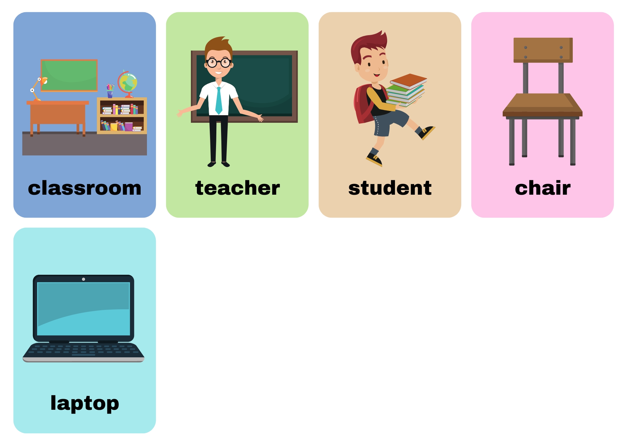 Classroom Objects Flashcards With Words View Online or PDF Download ...