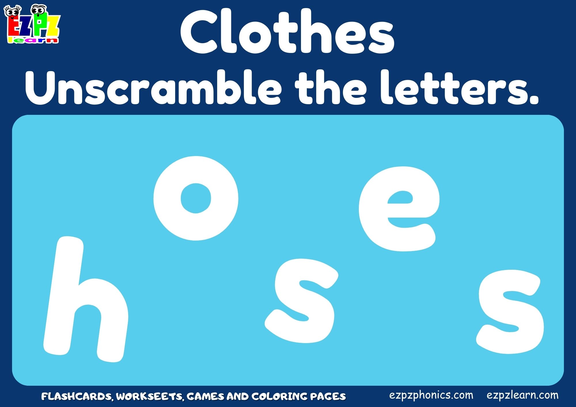 Clothes Vocabulary Word Scramble Game. Great spelling game for English ...