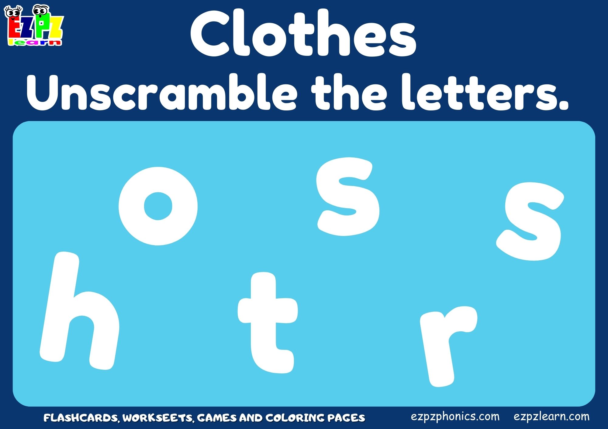 Clothes Vocabulary Word Scramble Game. Great spelling game for English ...