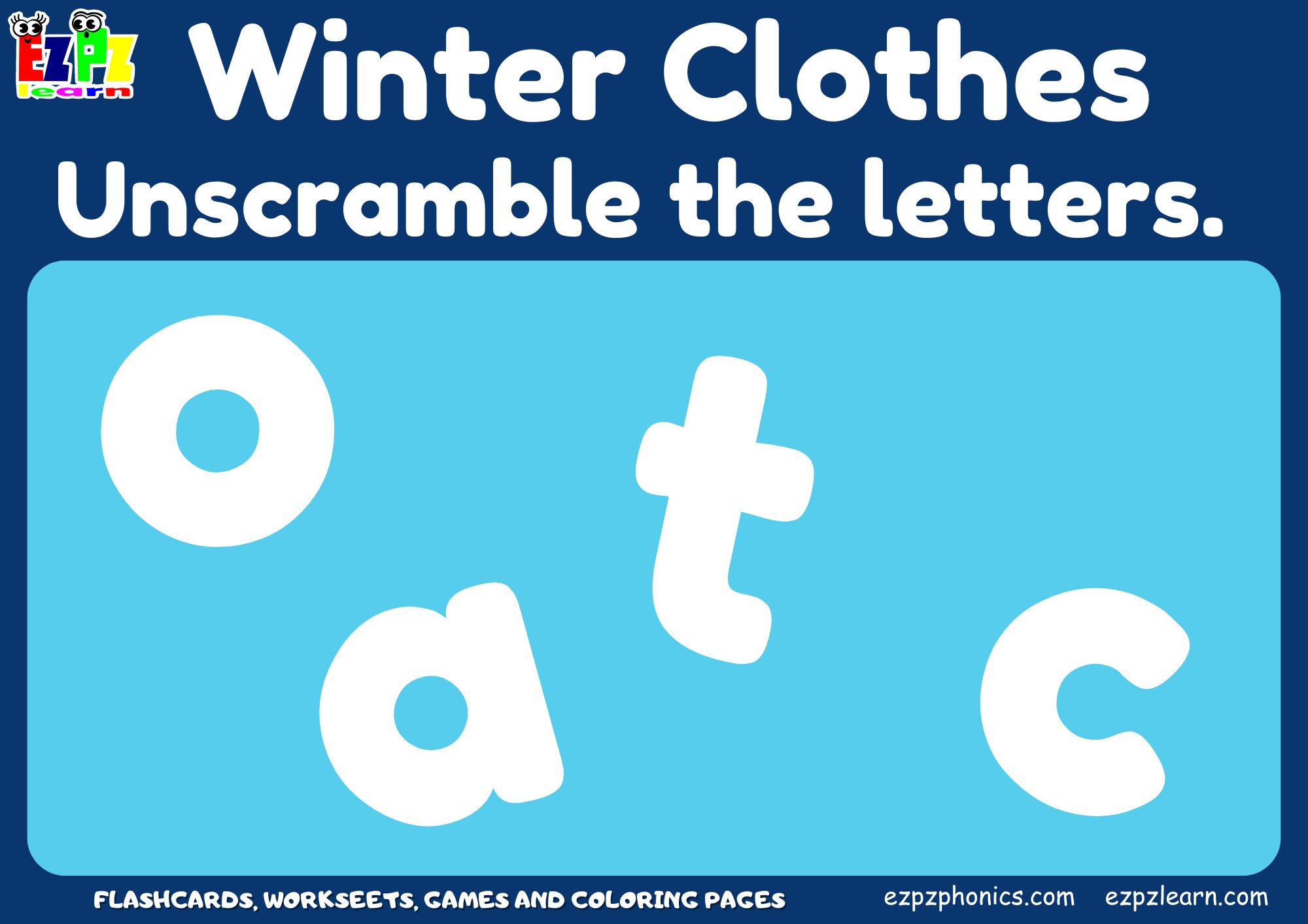 Winter Clothes Vocabulary Word Scramble Game. Great spelling game for ...