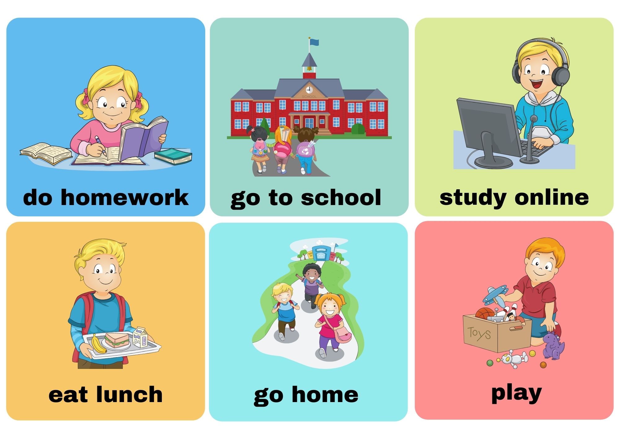 Daily Routine Flashcards With Words use online or PDF download ...