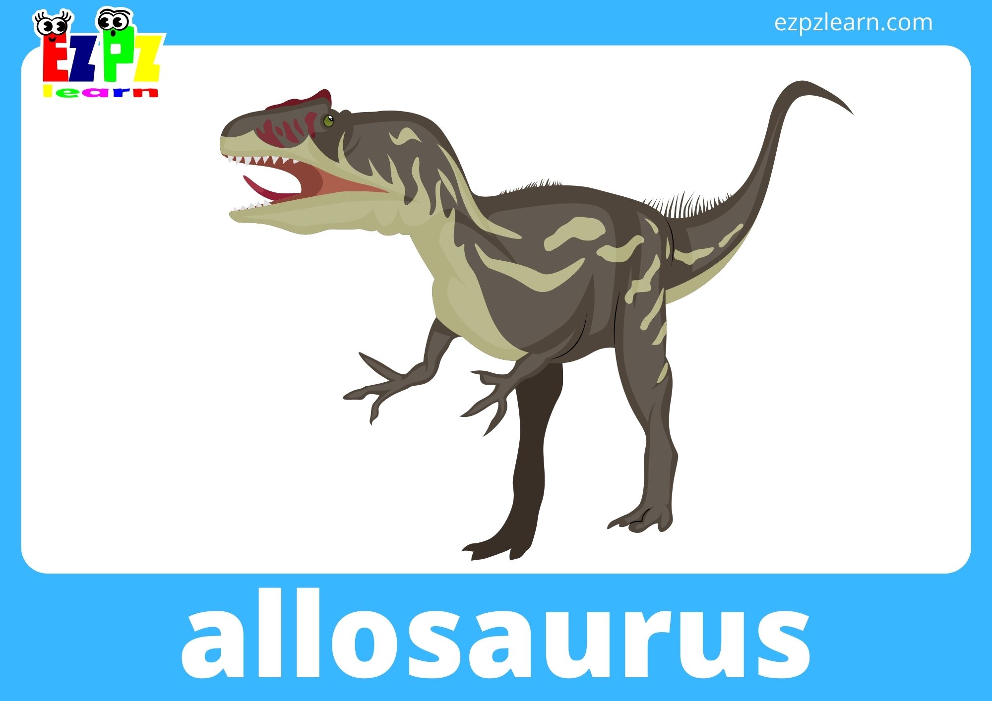 Dinosaur Flashcards With Words ONLINE - Ezpzlearn.com