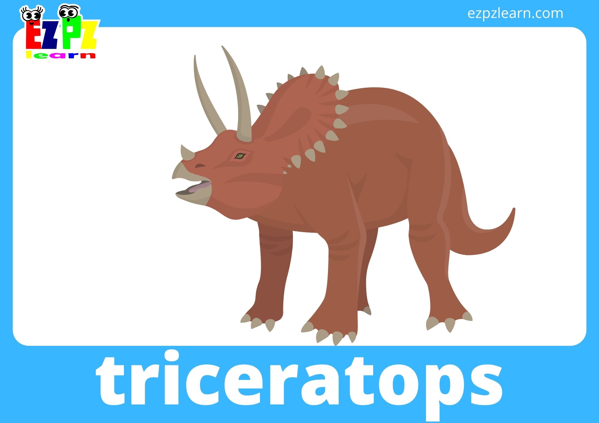 Dinosaur Flashcards With Words ONLINE - Ezpzlearn.com