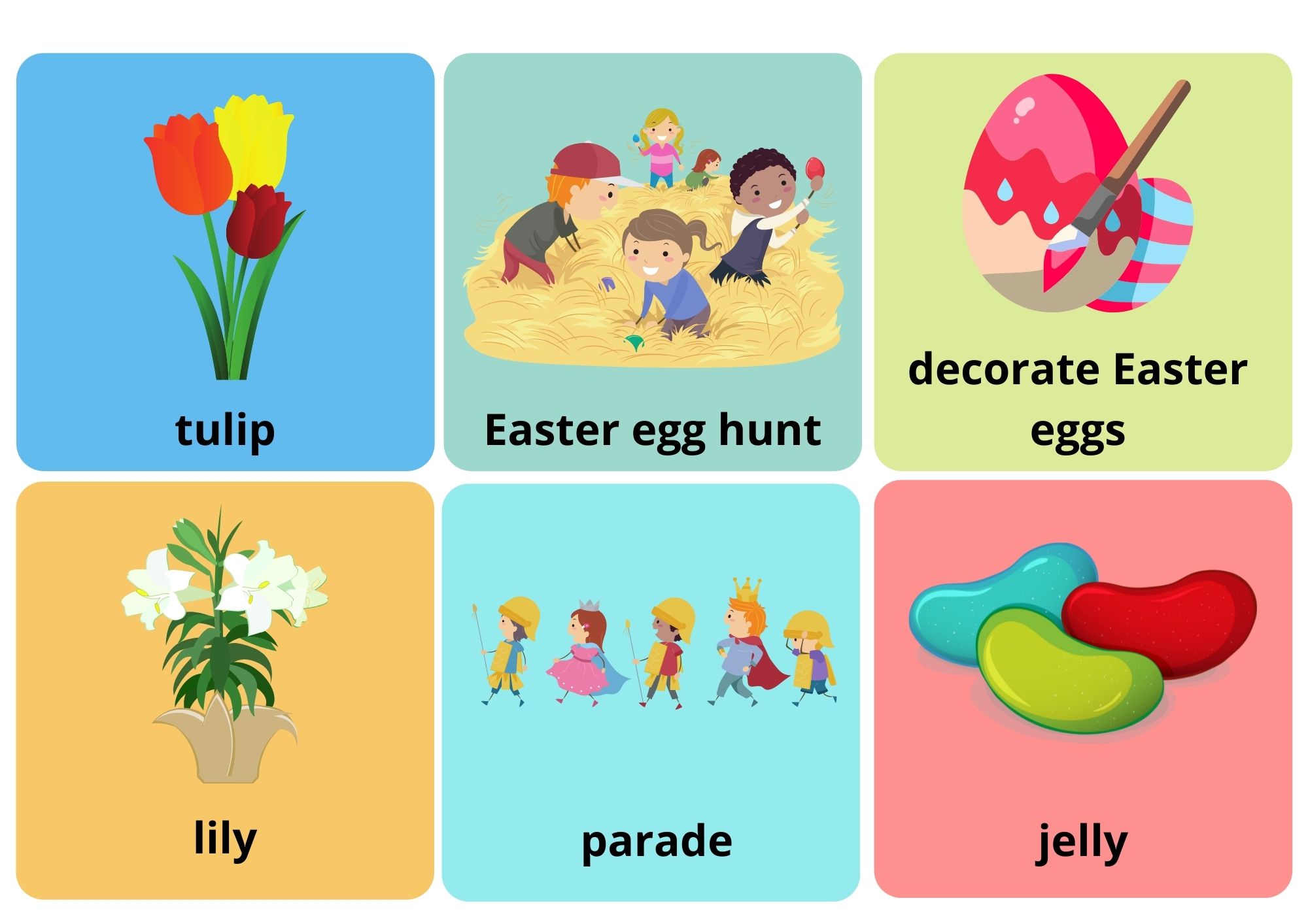 Easter Holiday Flashcards View Online or Free PDF Download - Ezpzlearn.com