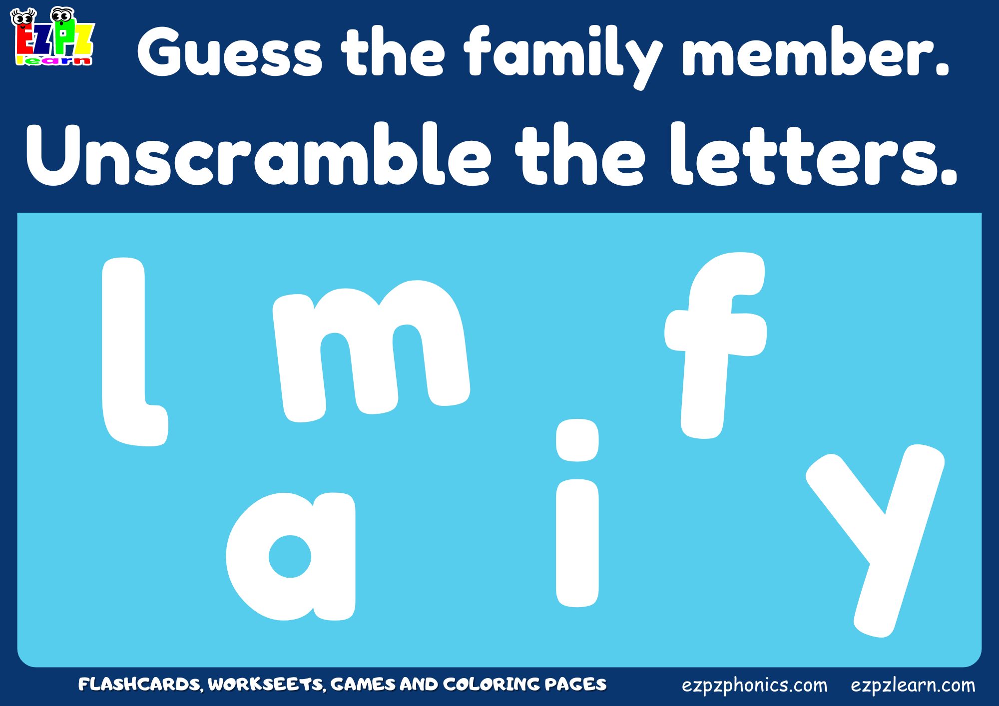 My Family Vocabulary Word Scramble Guessing Game. Great spelling game ...
