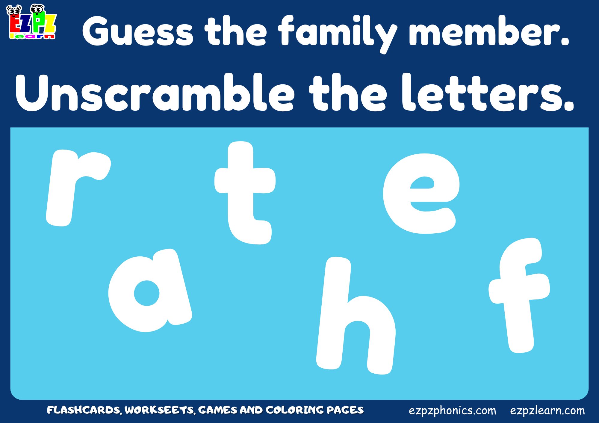 My Family Vocabulary Word Scramble Guessing Game. Great spelling game ...