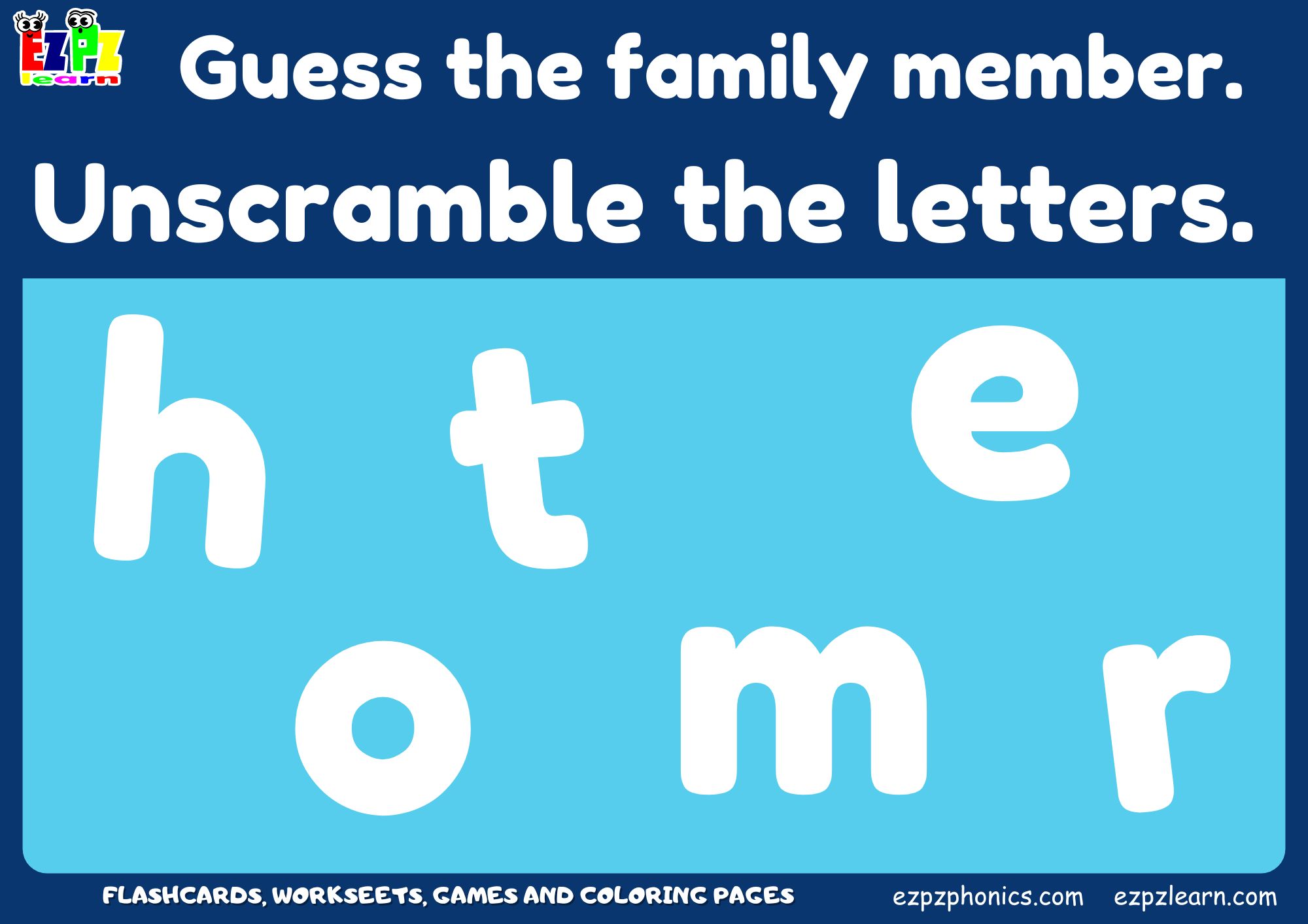 My Family Vocabulary Word Scramble Guessing Game. Great spelling game ...