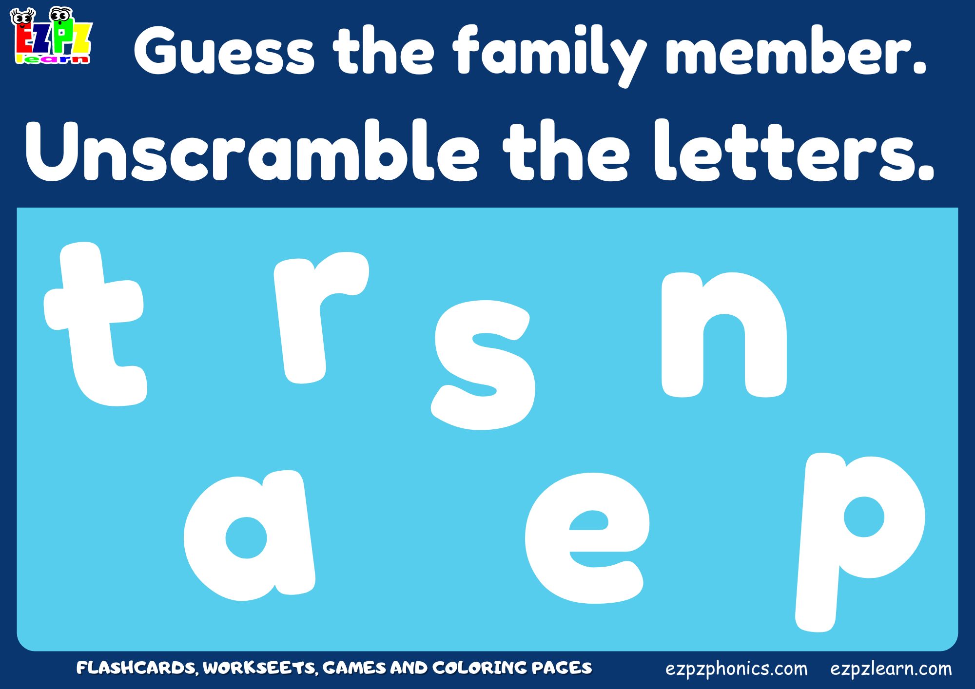 My Family Vocabulary Word Scramble Guessing Game. Great spelling game ...