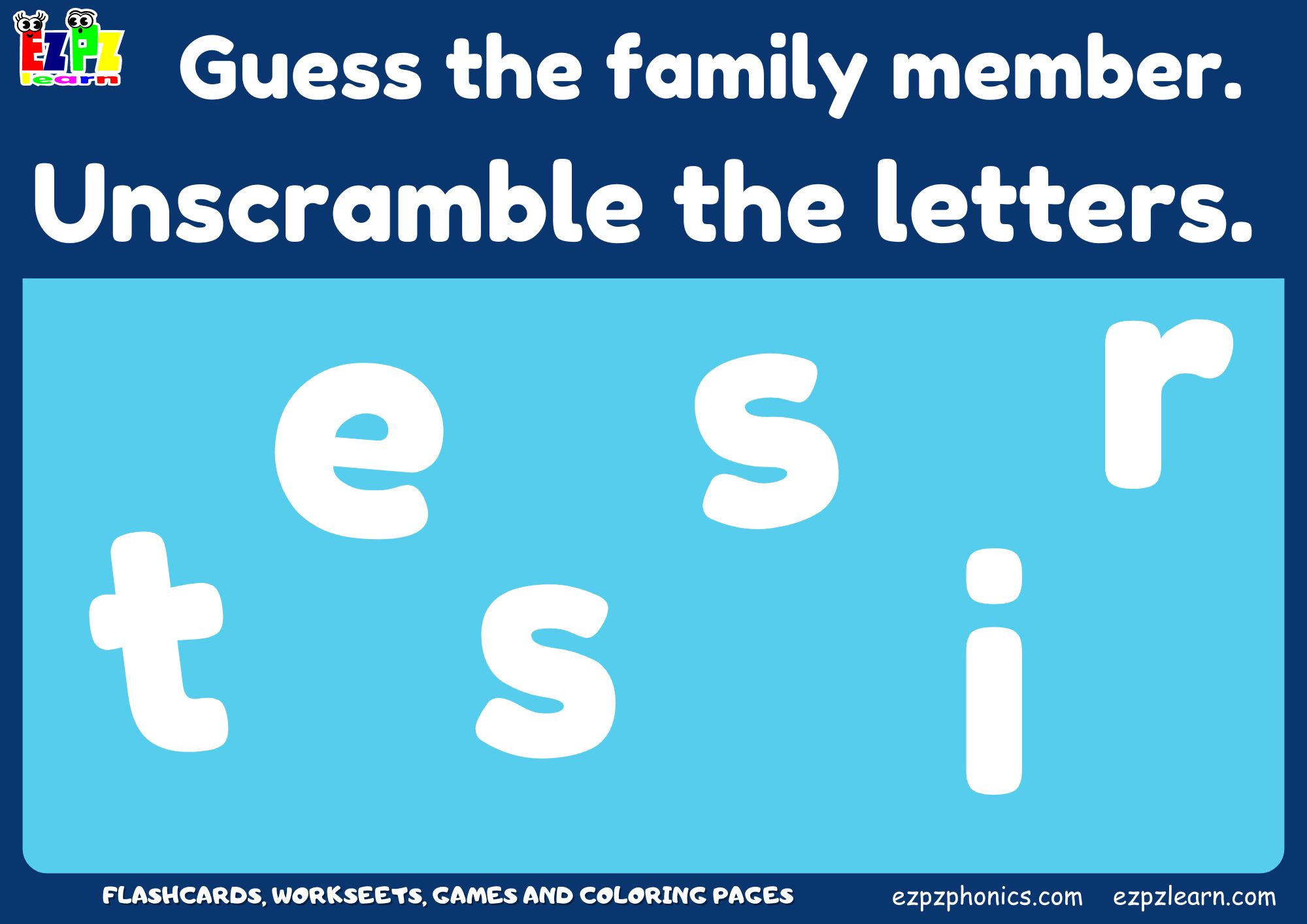 My Family Vocabulary Word Scramble Guessing Game. Great spelling game ...