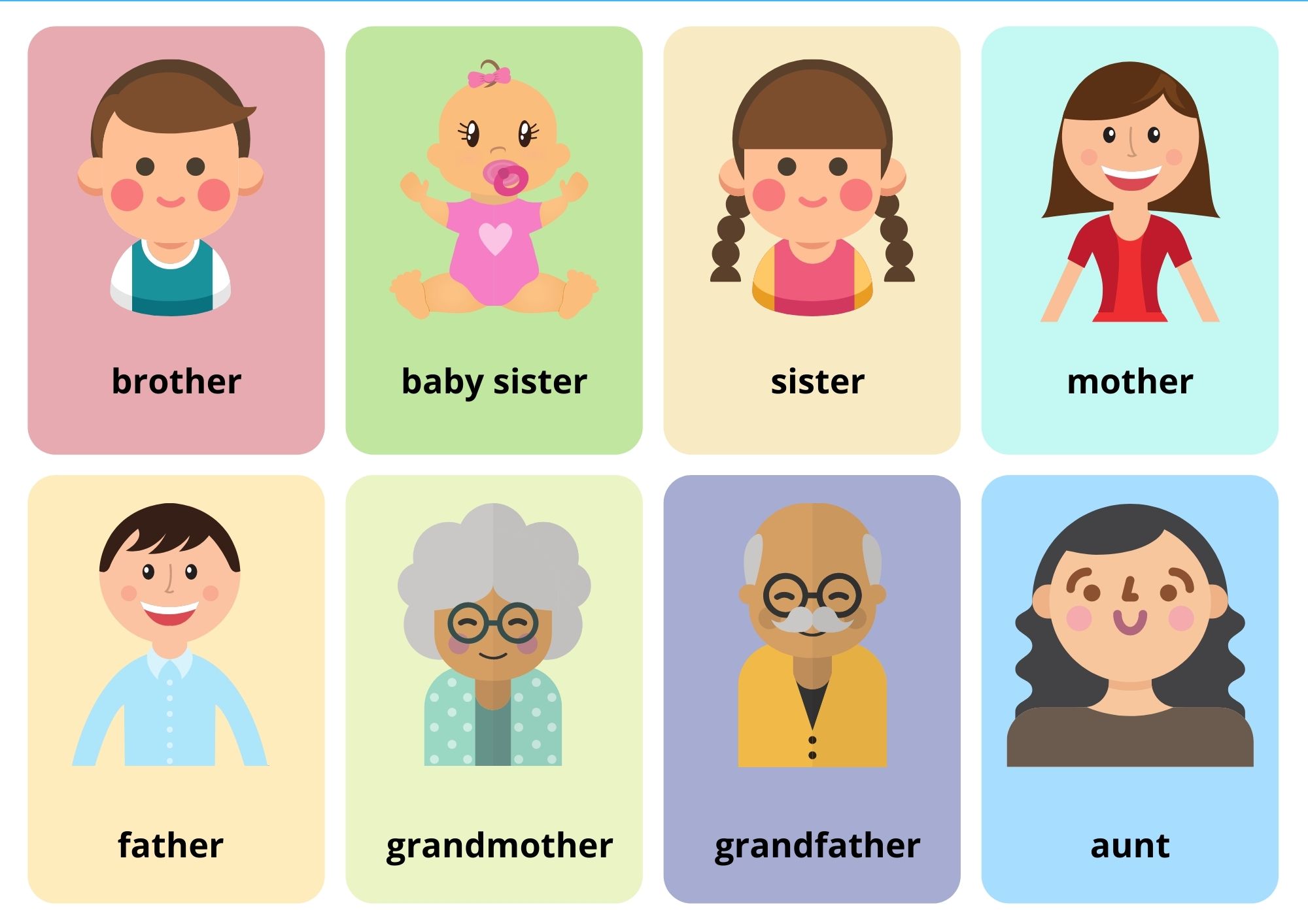 Family Flashcards No Words - Ezpzlearn.com