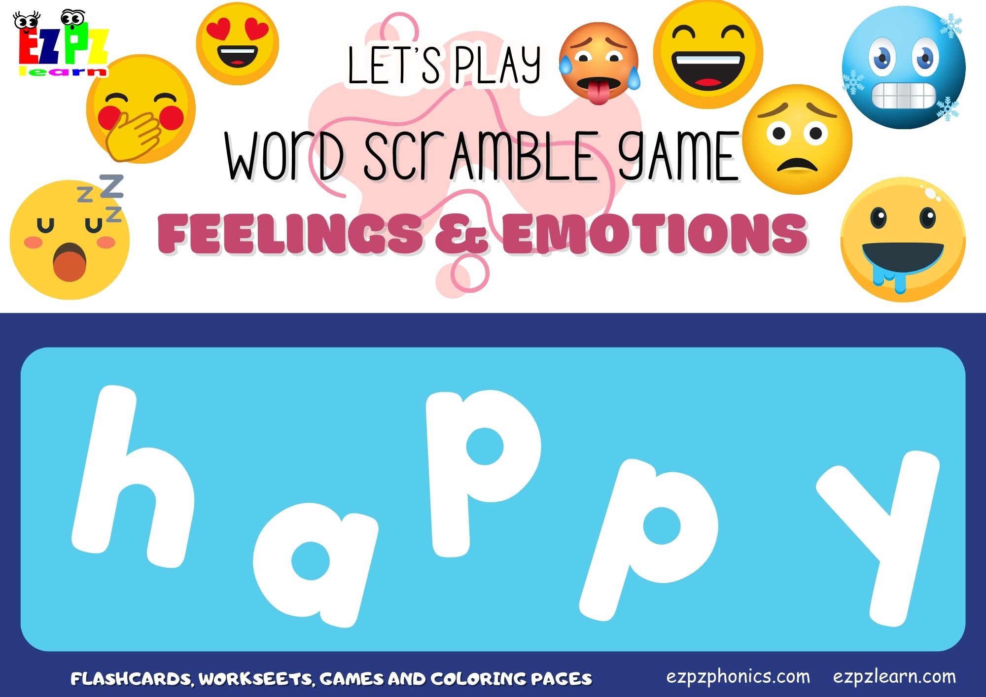 Feelings and Emotions Vocabulary Word Scramble Guessing Game. Great for ...