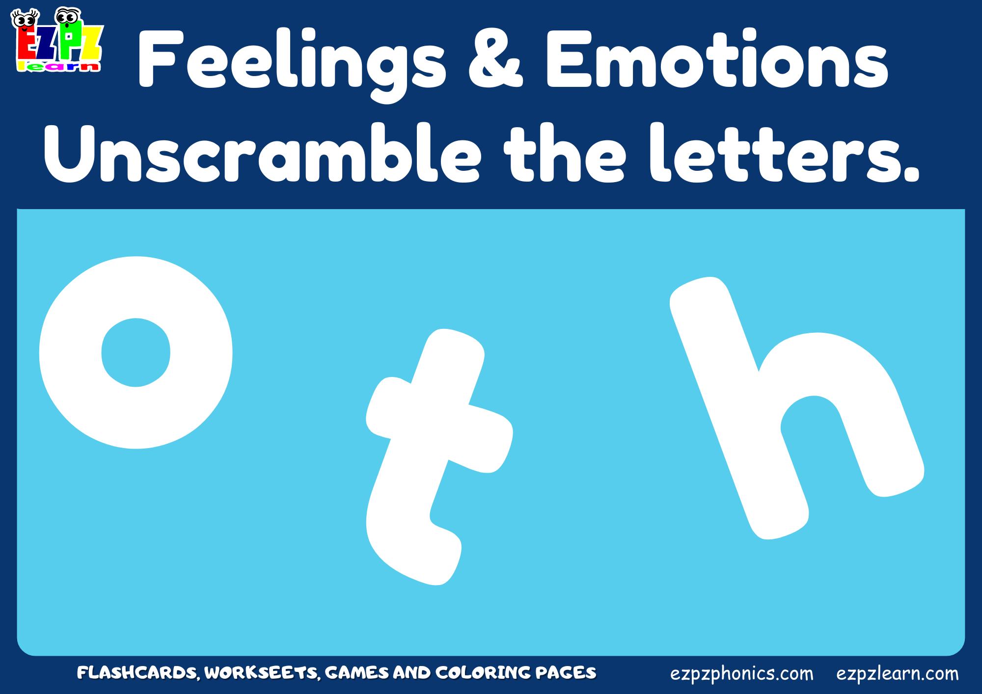 Feelings and Emotions Vocabulary Word Scramble Guessing Game. Great for ...