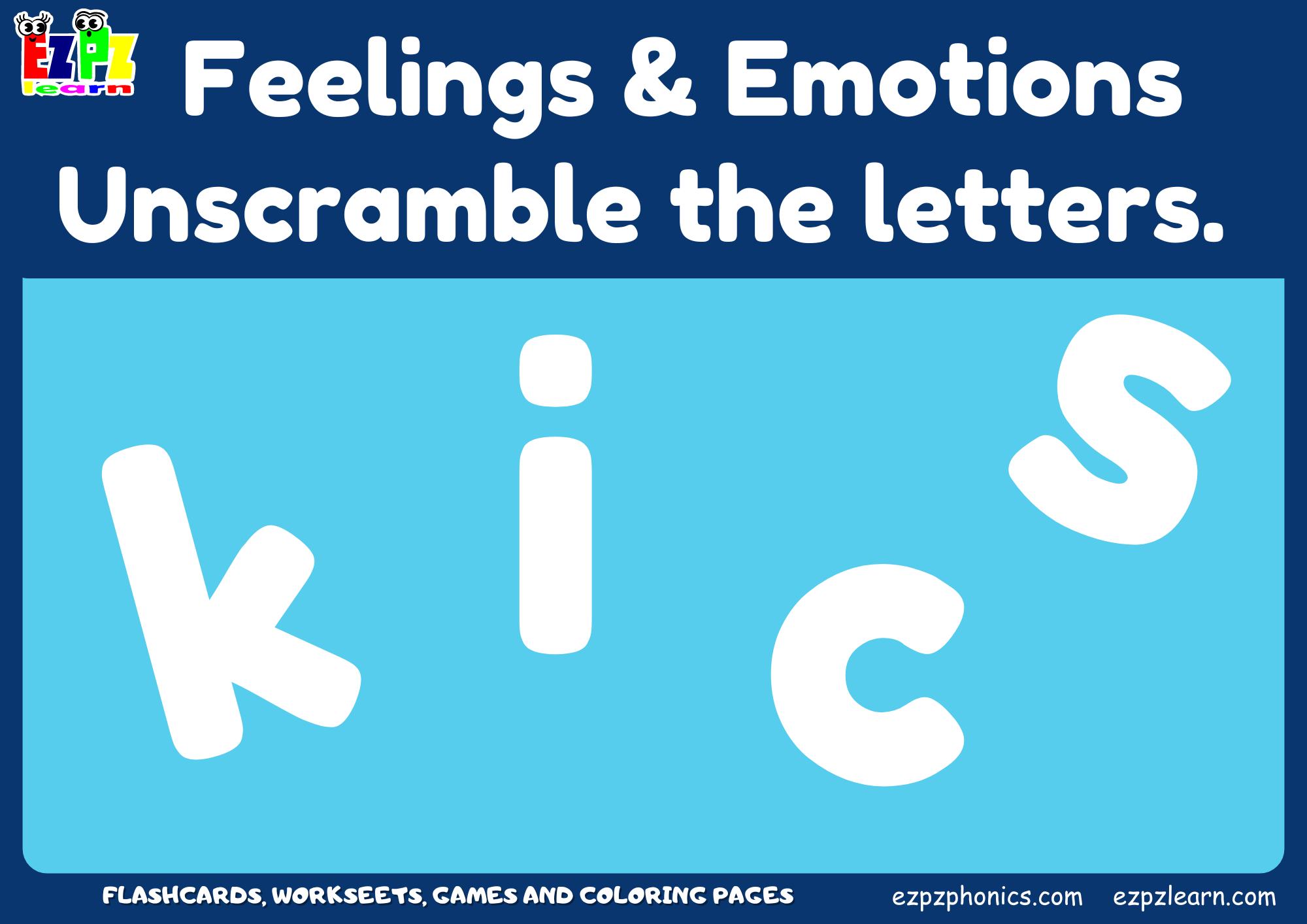 Feelings and Emotions Vocabulary Word Scramble Guessing Game. Great for ...