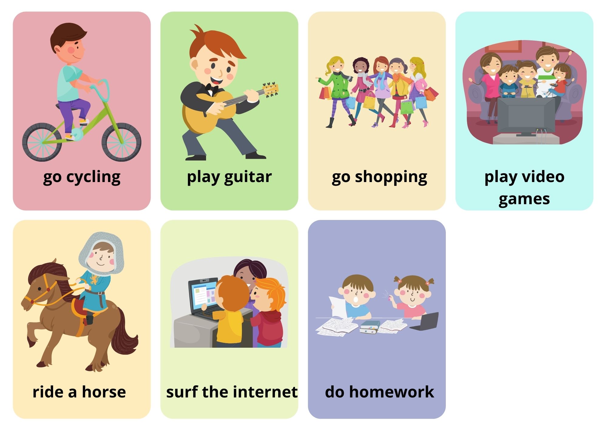 Free Time Activities - Ezpzlearn.com