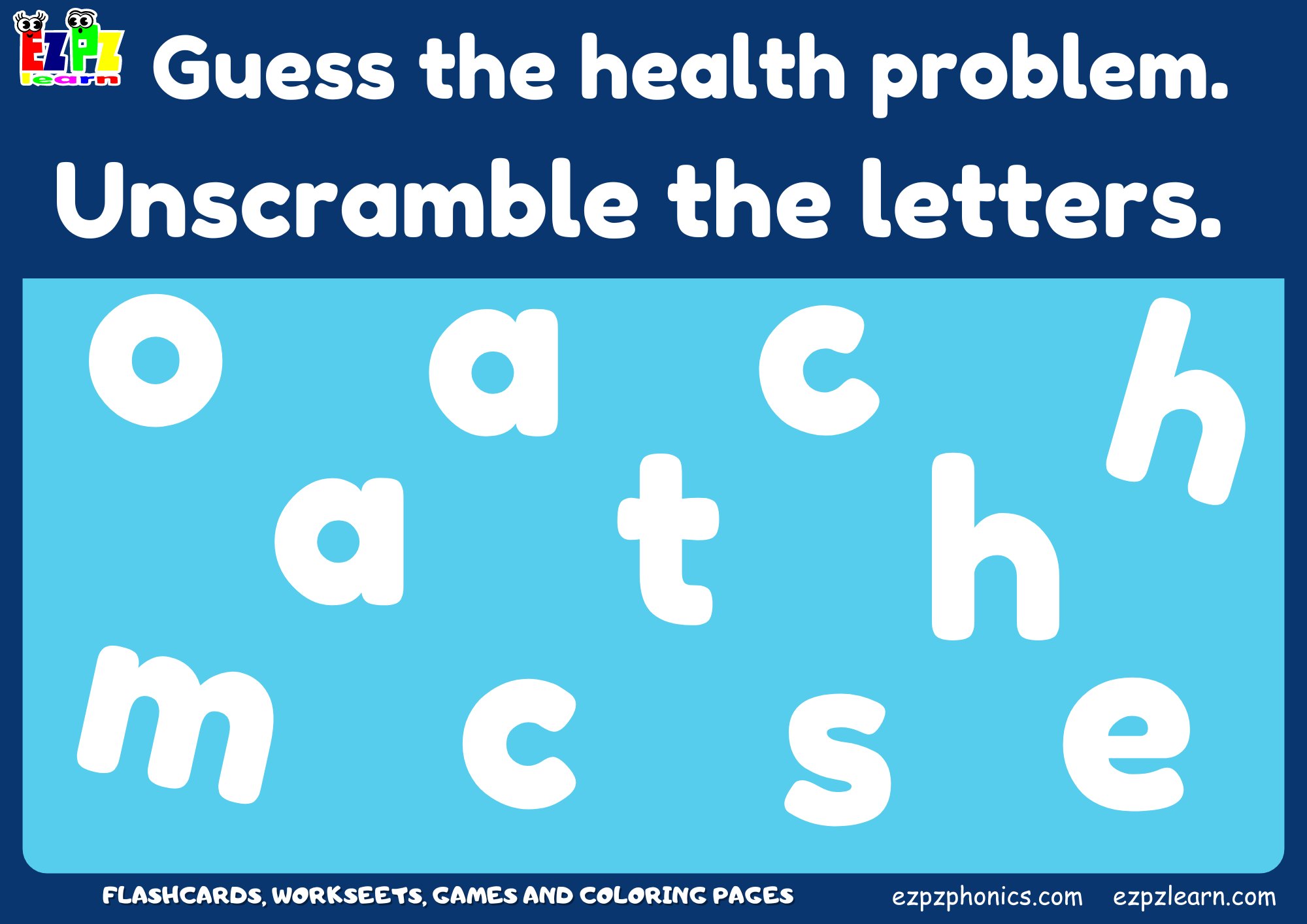 Health Problems Vocabulary Word Scramble Guessing Game. Great spelling ...
