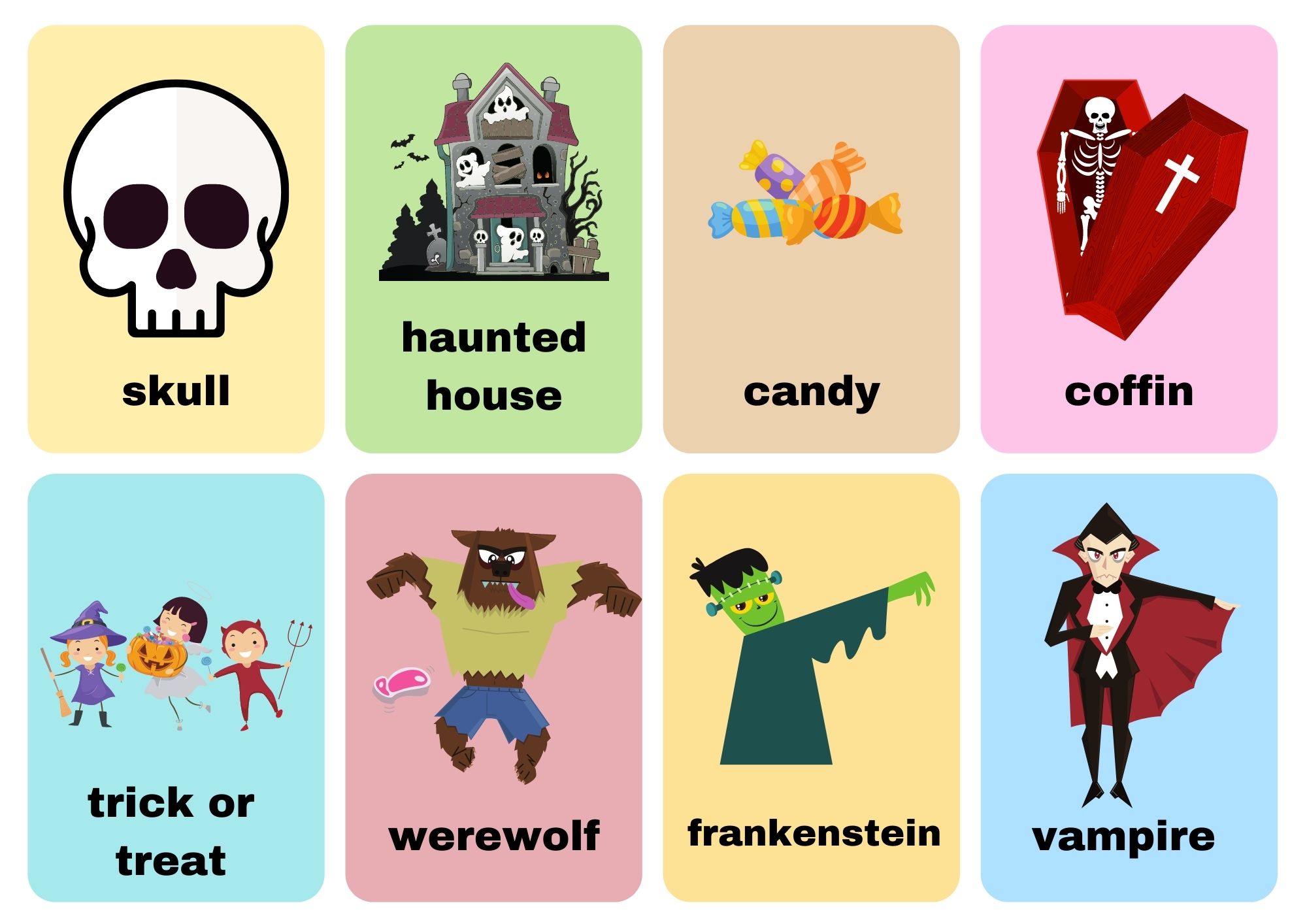 Halloween Flashcards With Words View Online or Free PDF Download ...