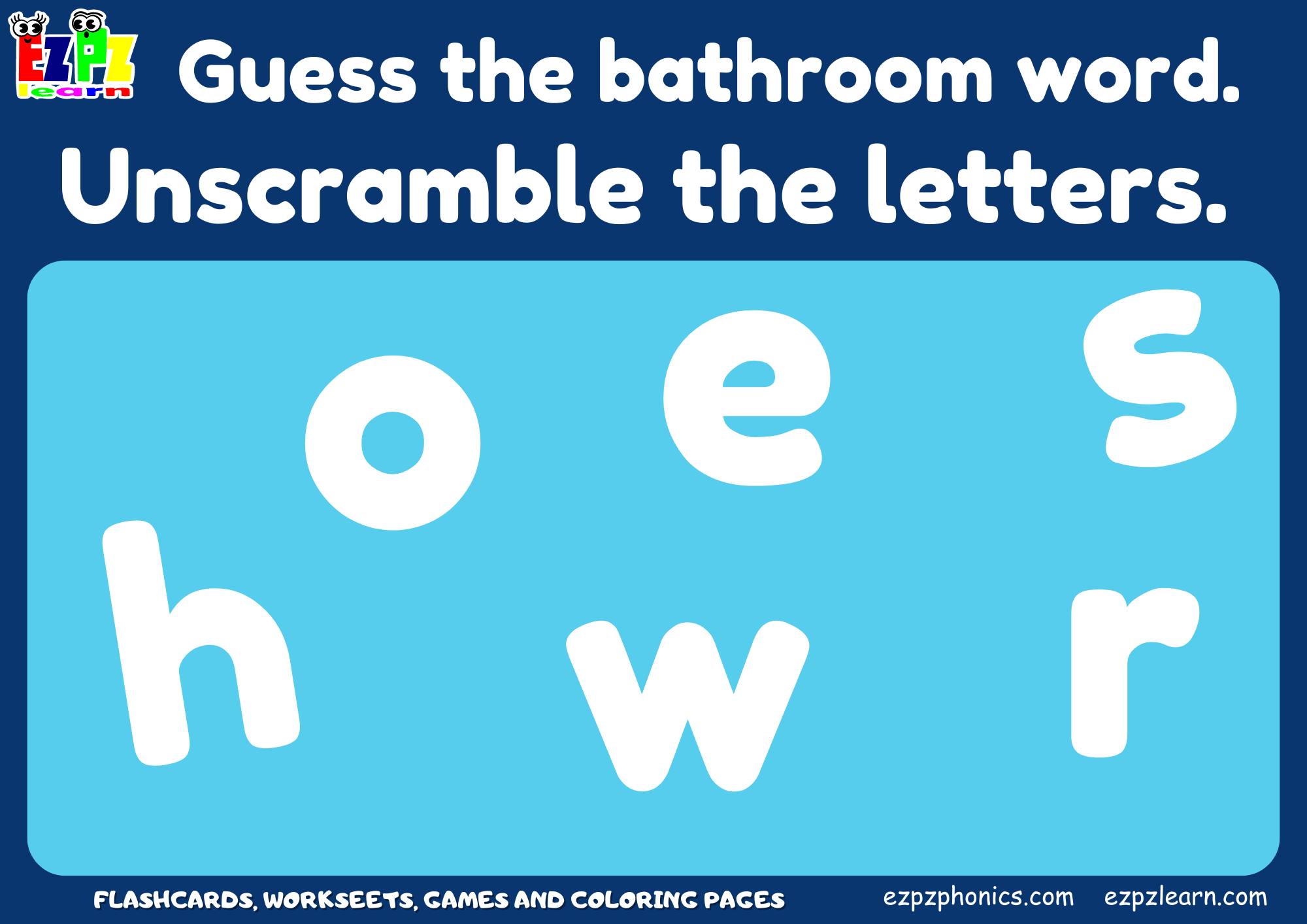 Bathroom Vocabulary Word Scramble Game. For kids and English language ...
