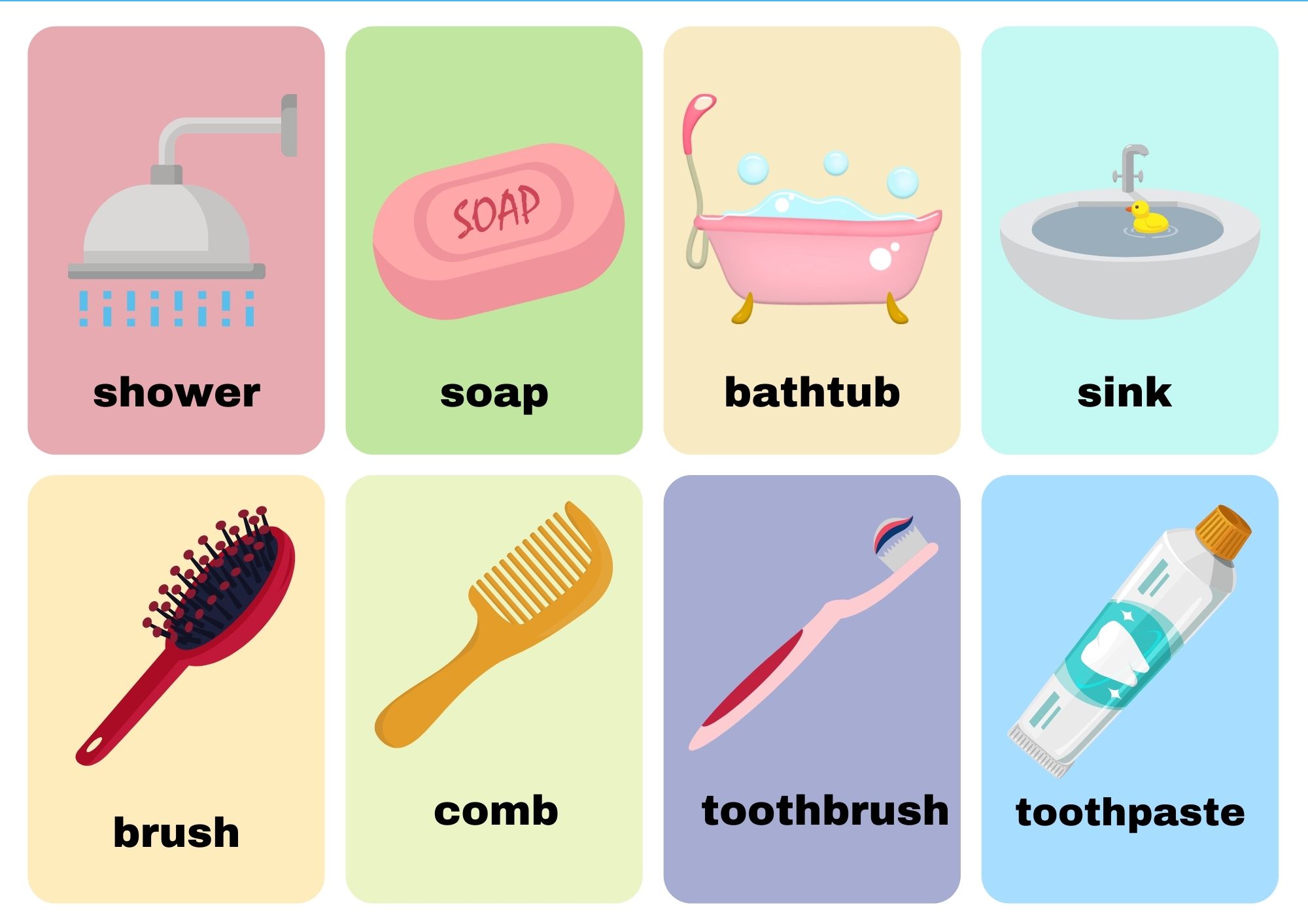 Bathroom Flashcards View Online or Download PDF Printable English ...