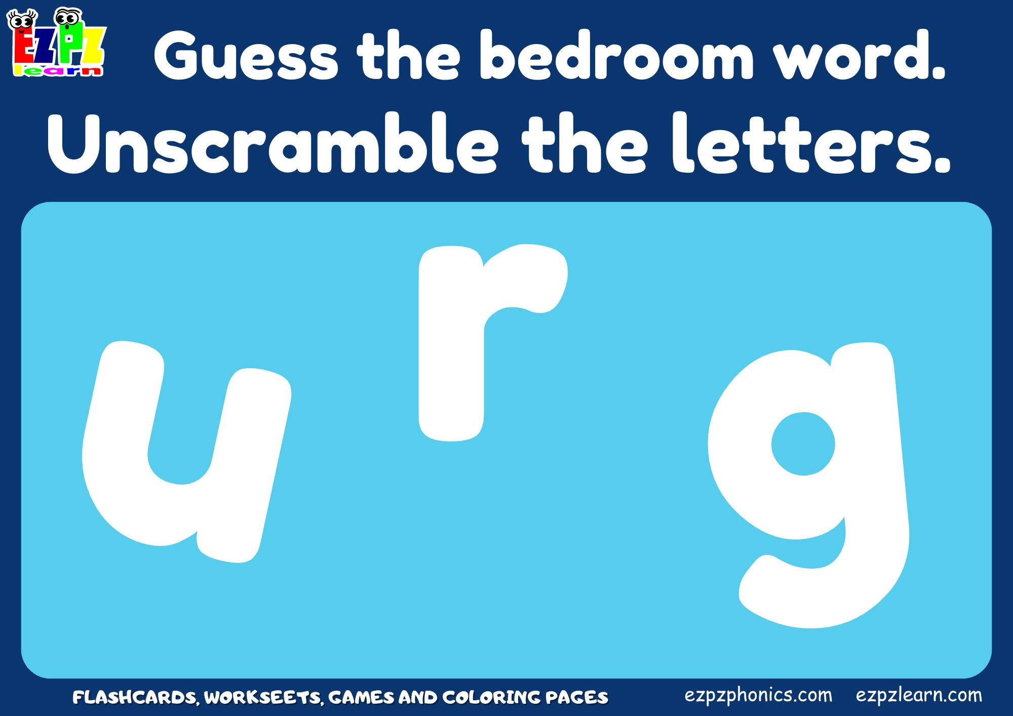 Bedroom Vocabulary Word Scramble Game. For kids and English language ...