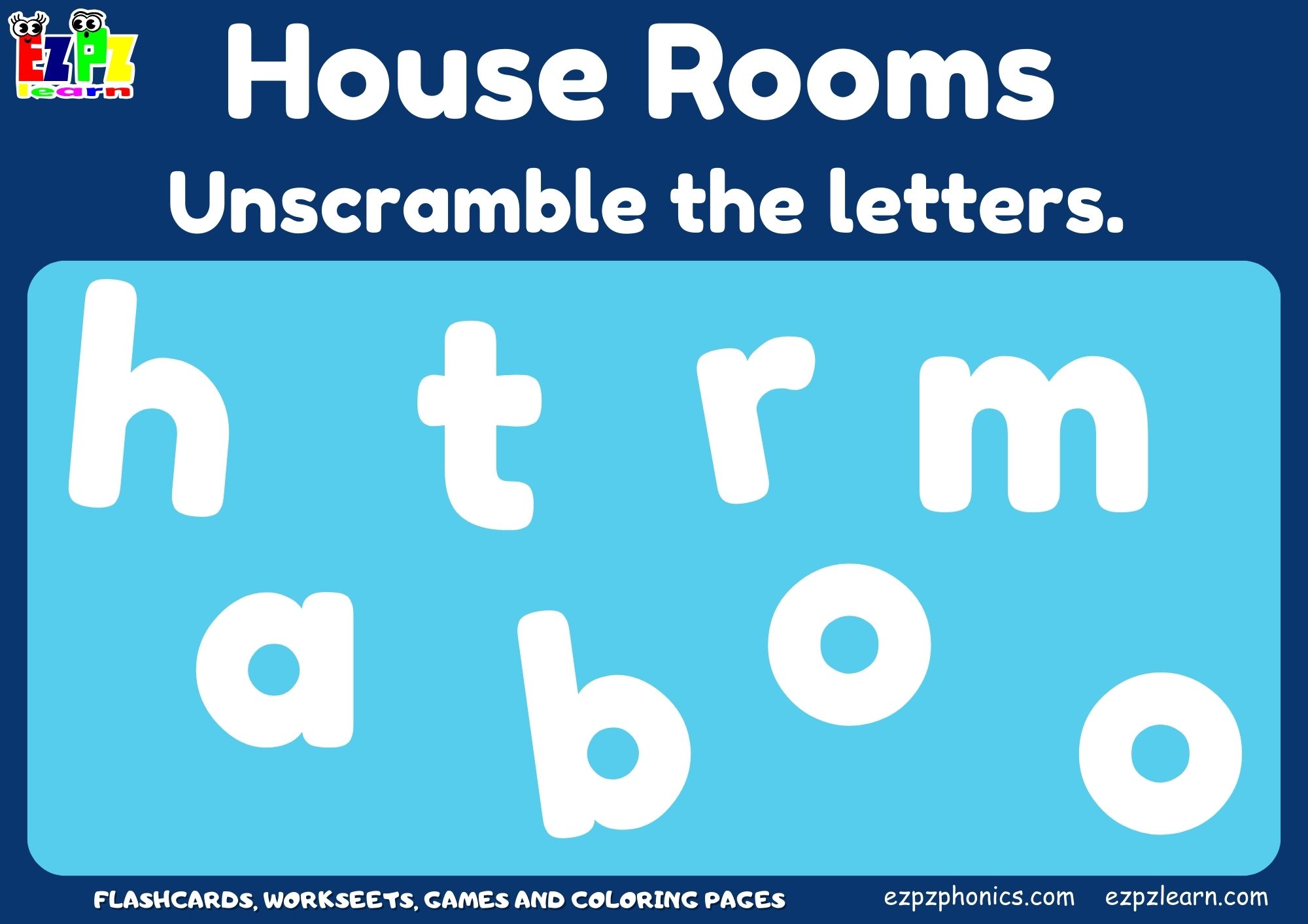 House Rooms Vocabulary Word Scramble Game. Great for kids and English ...