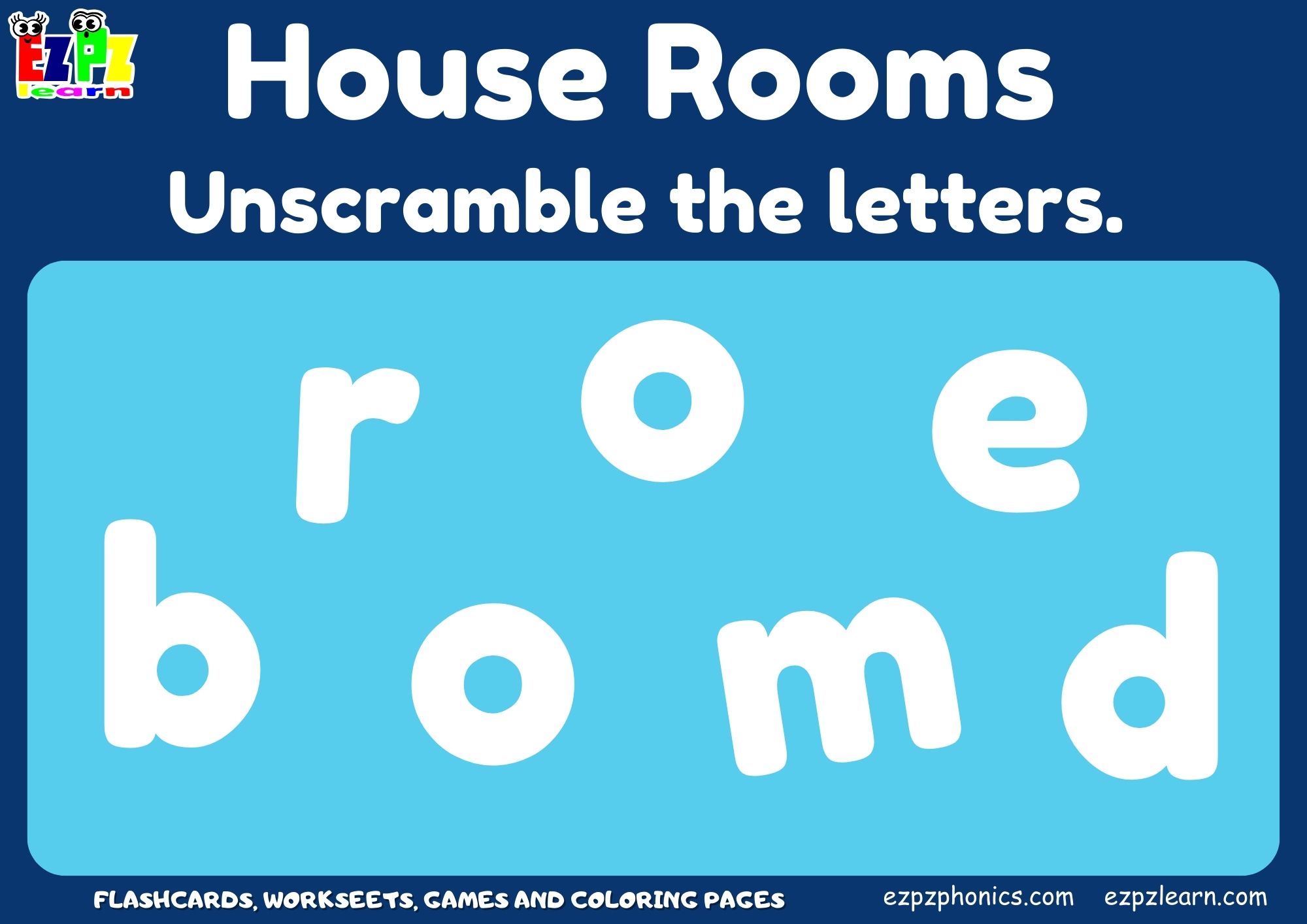 House Rooms Vocabulary Word Scramble Game. Great for kids and English ...