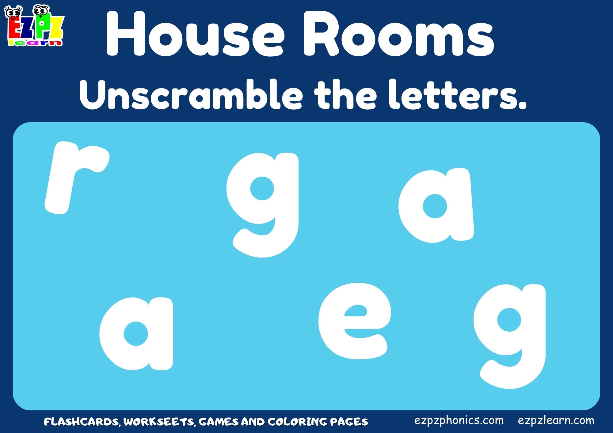 House Rooms Vocabulary Word Scramble Game. Great for kids and English ...
